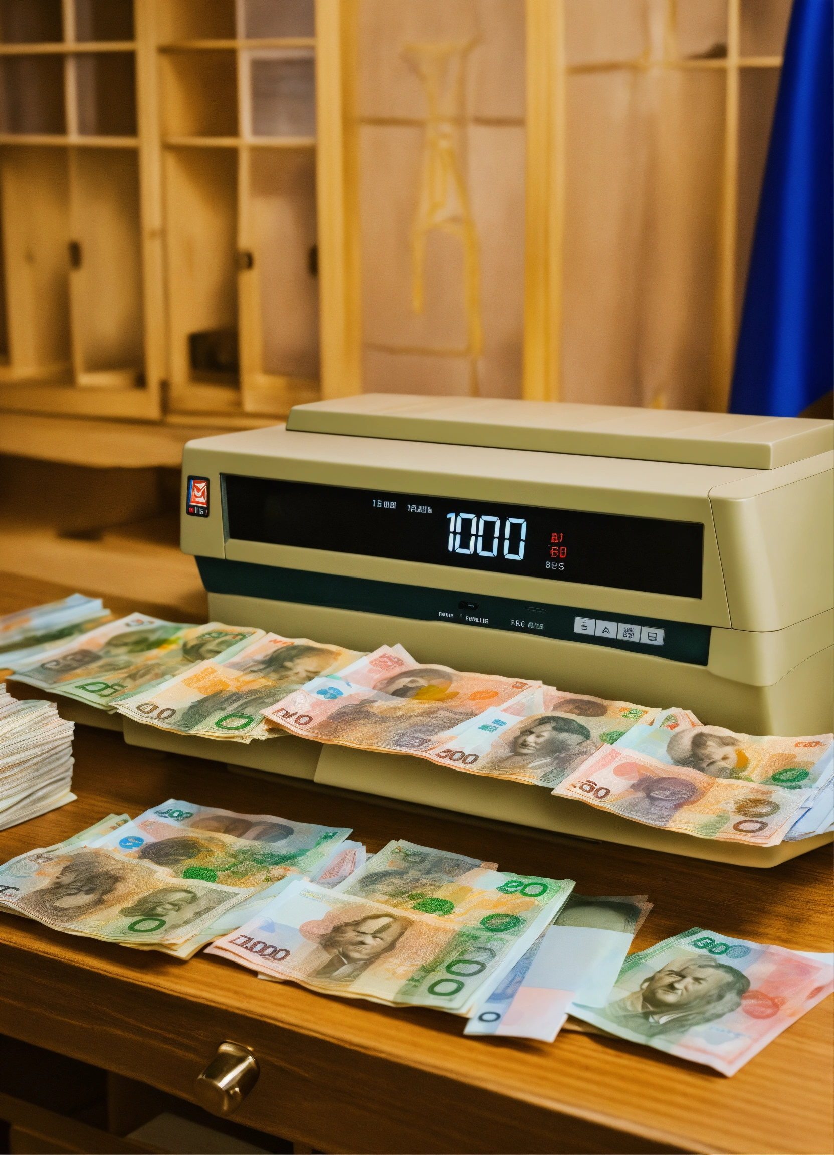 Lexica - The banknote counter is on the table, from there come out ...