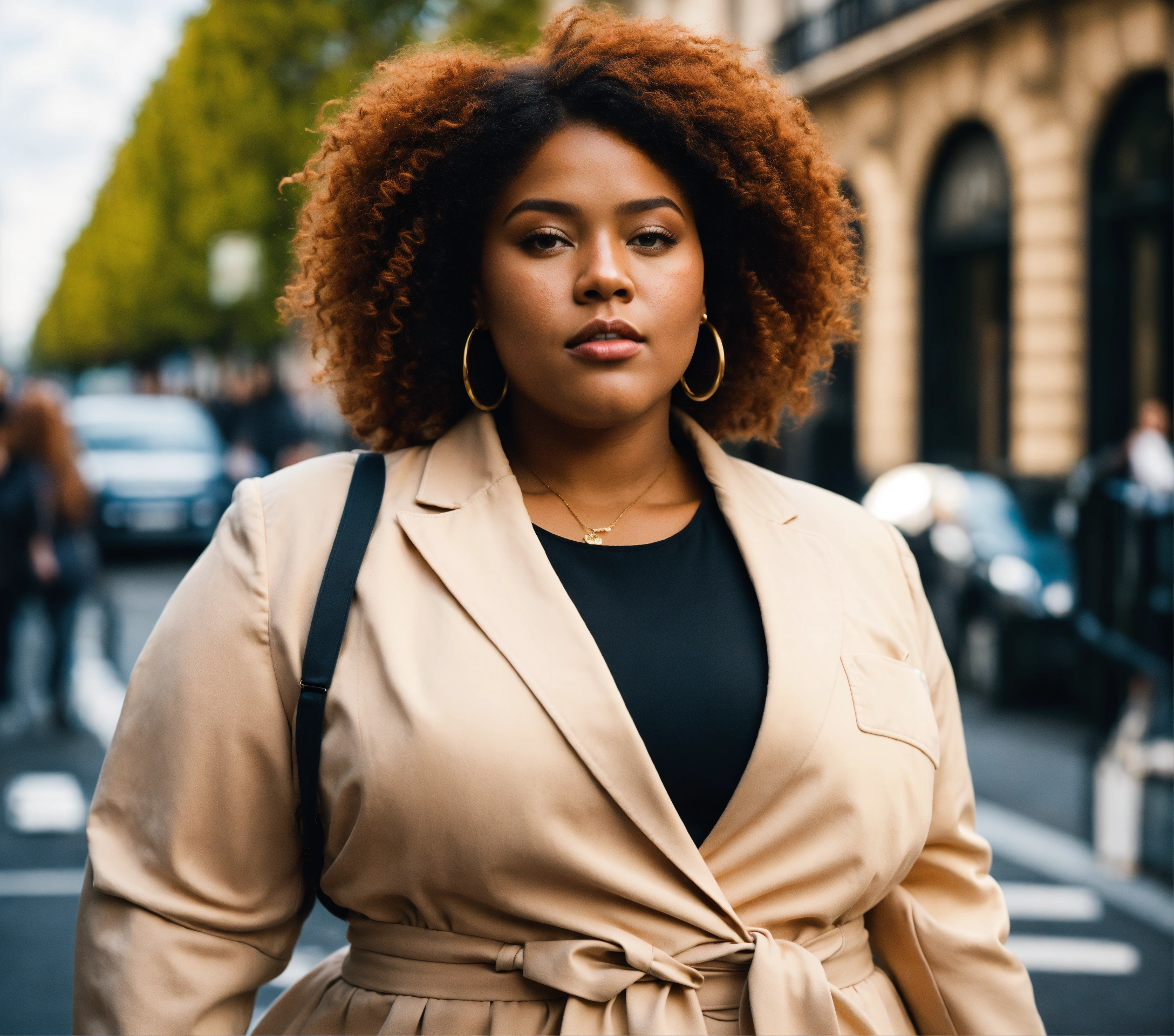 Lexica - Fashion Portrait of plus size black women, walking down the ...