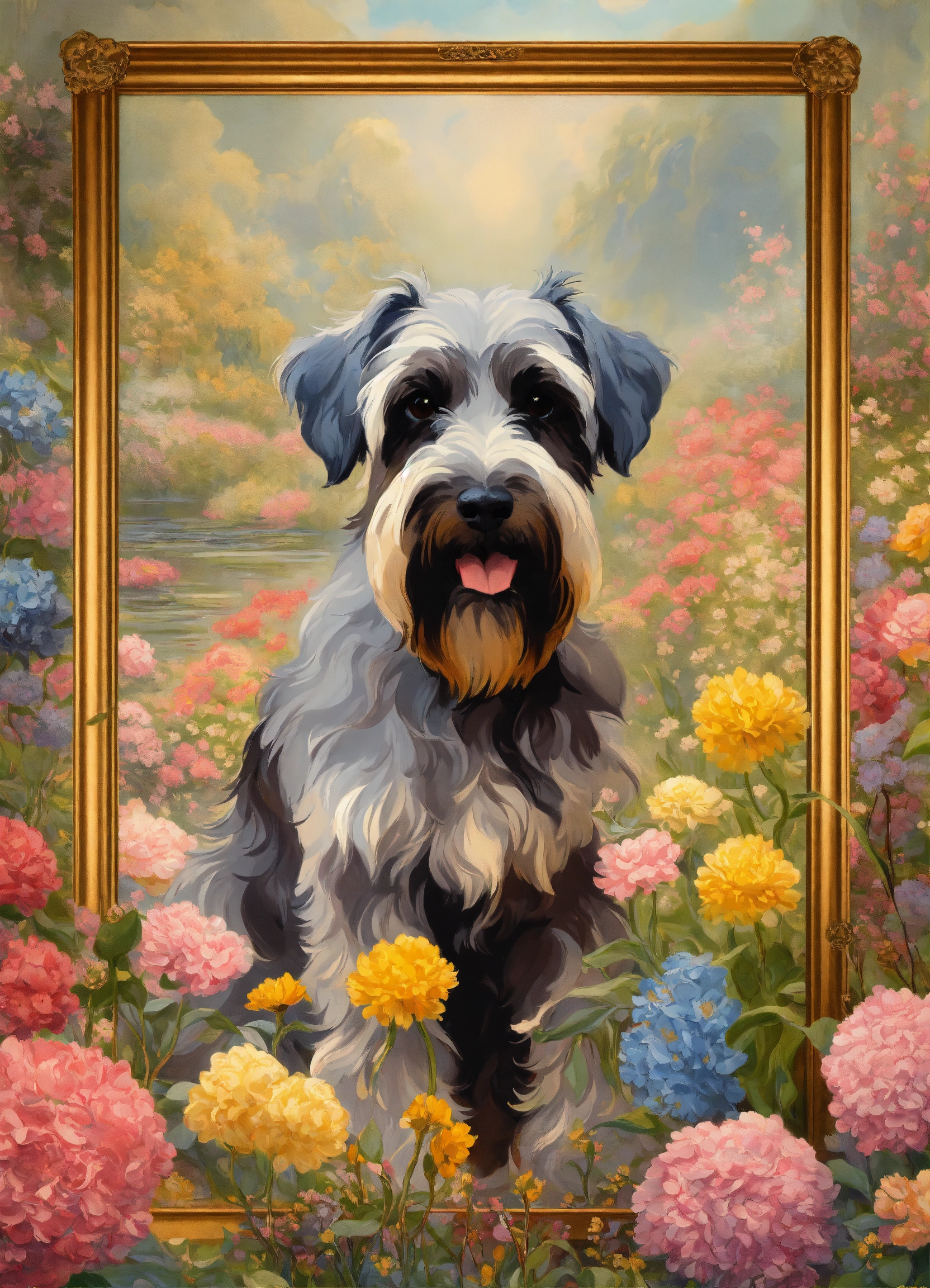 Lexica - Claude Monet overwhelmingly beautiful schnauser framed with ...