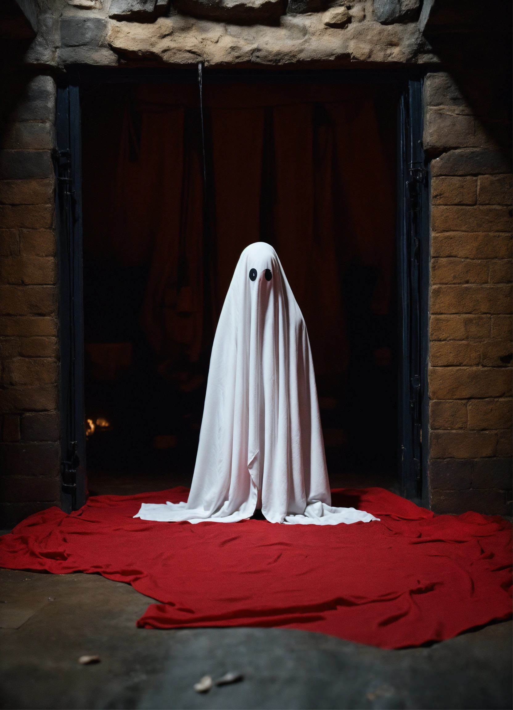 Lexica - A tiny creature in a ghost costume. The costume is a white ...
