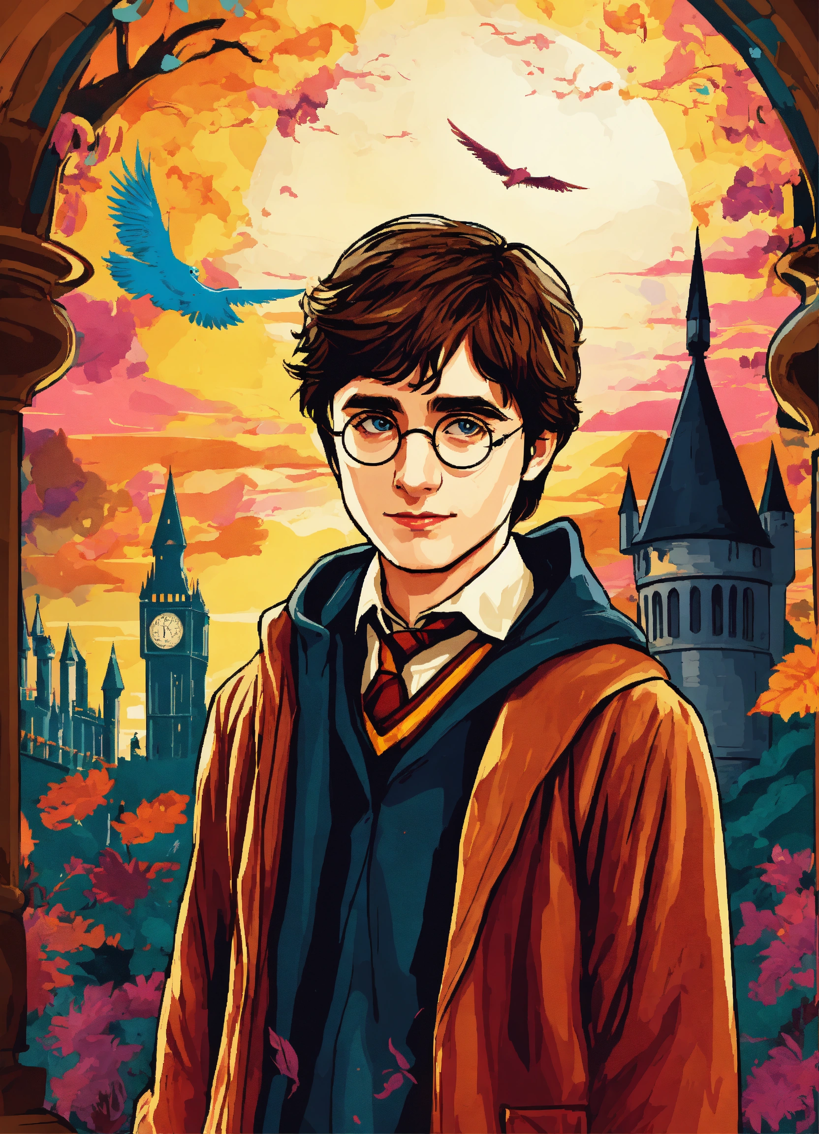 Lexica - Vector art ready to print colorful illustration, harry potter ...