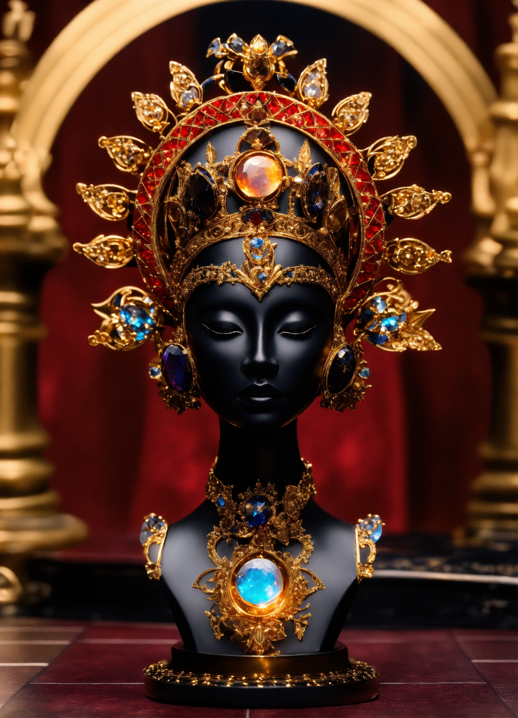 Lexica - Minimalism. Black Solar Queen with long oversized red flowing ...