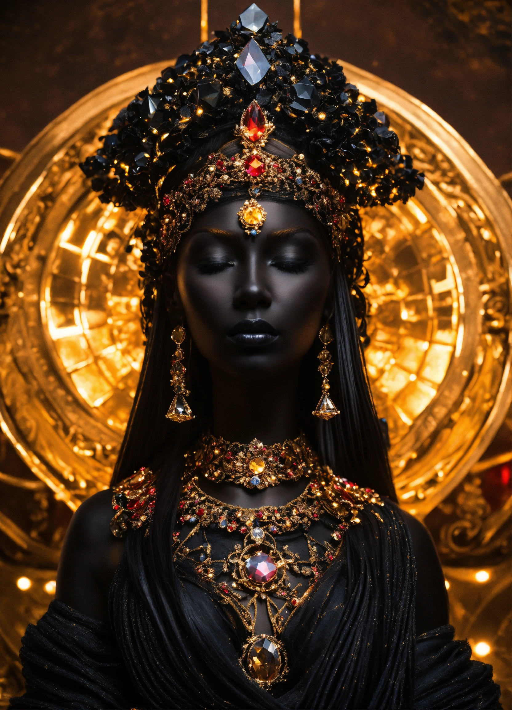 Lexica - Minimalism. Black Solar Queen with long oversized red flowing ...