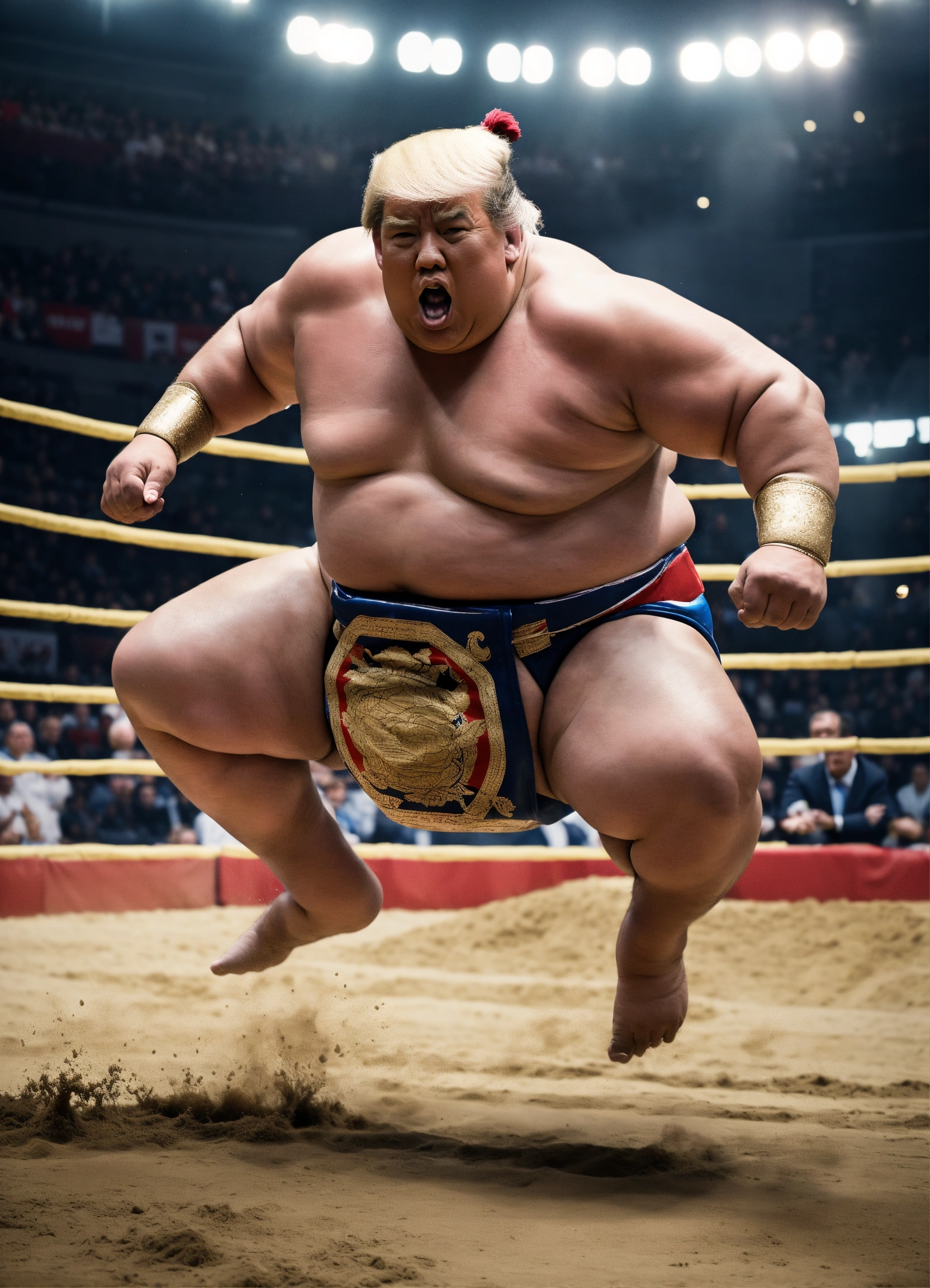 Lexica - Sumo wrestler Donald Trump in the arena, sports ((action shot ...