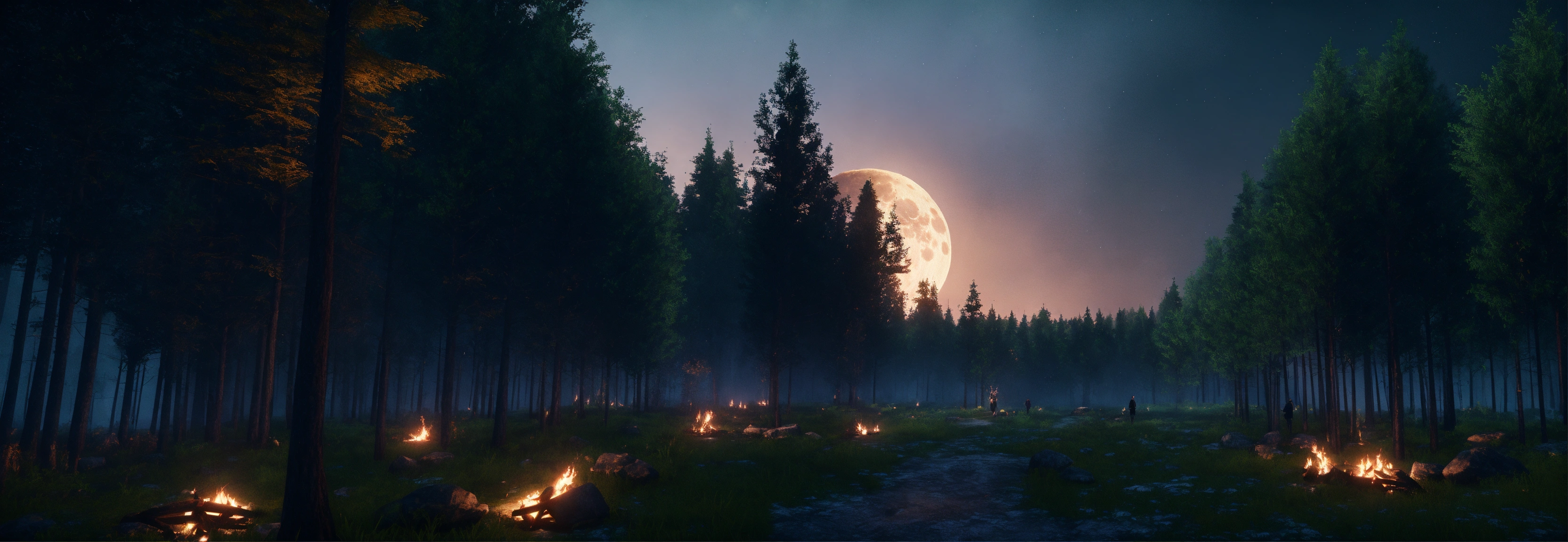 Lexica - Dark dense forest at midnight with fullmoon, dense vegetation ...