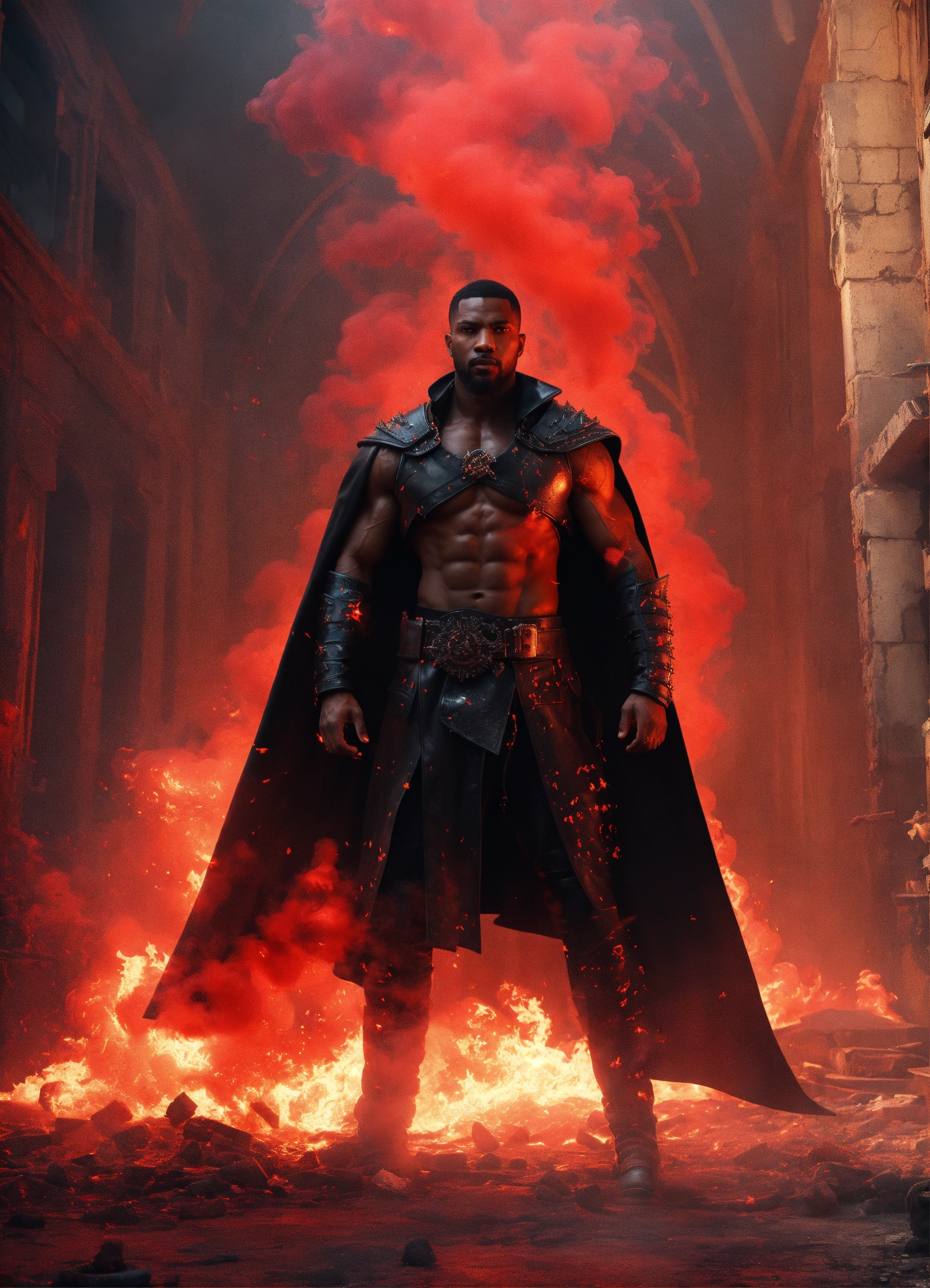 Lexica - Full body of an evil Handsome black man with short hair ...