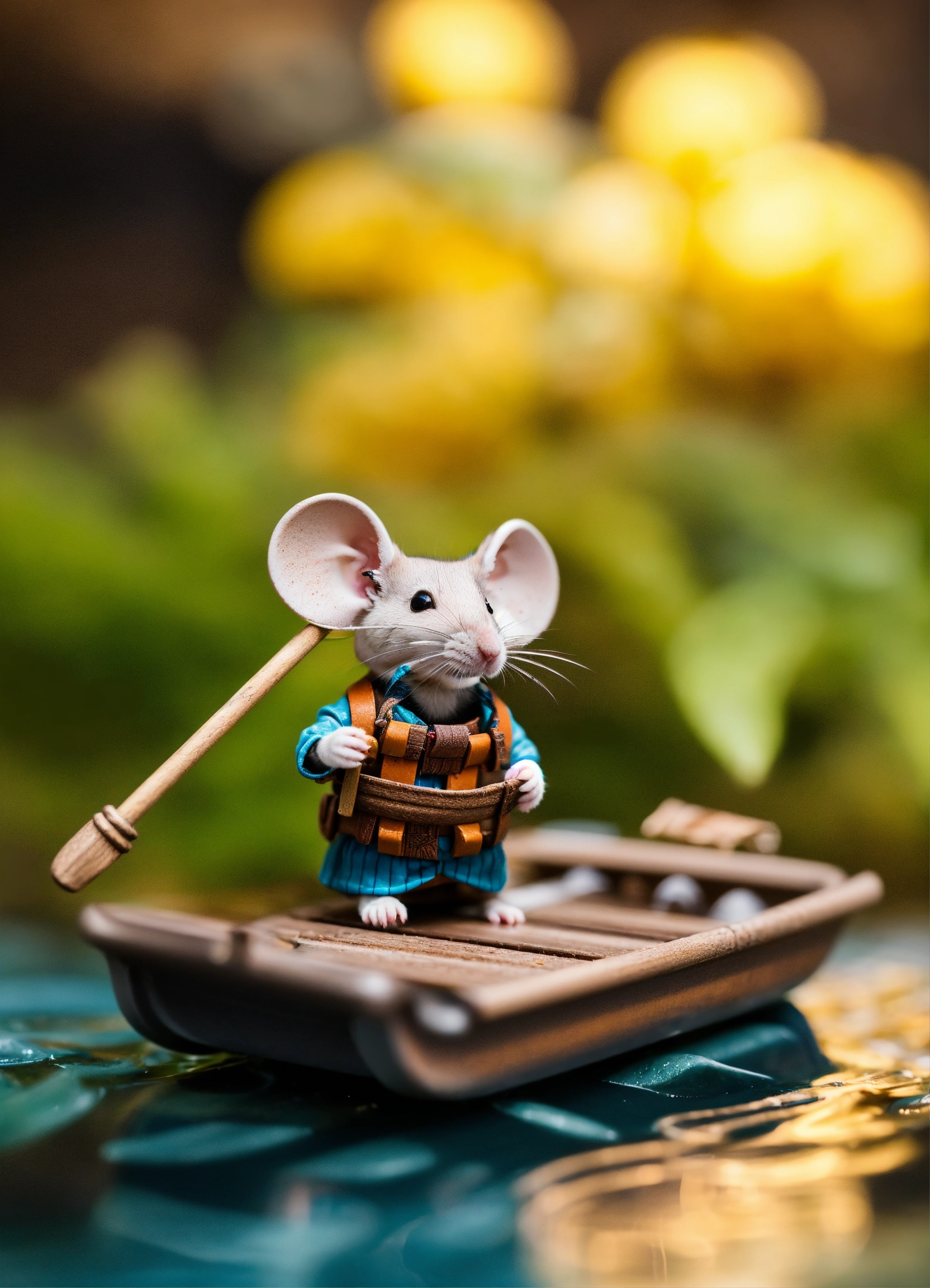 Lexica - Tabletop Miniature, mouse paddling a raft, best quality ...