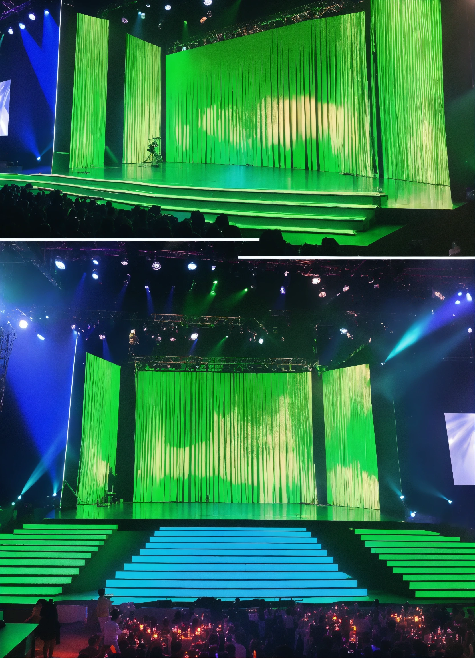 Lexica - Design a big stage with LED screen main screen with 2 side ...