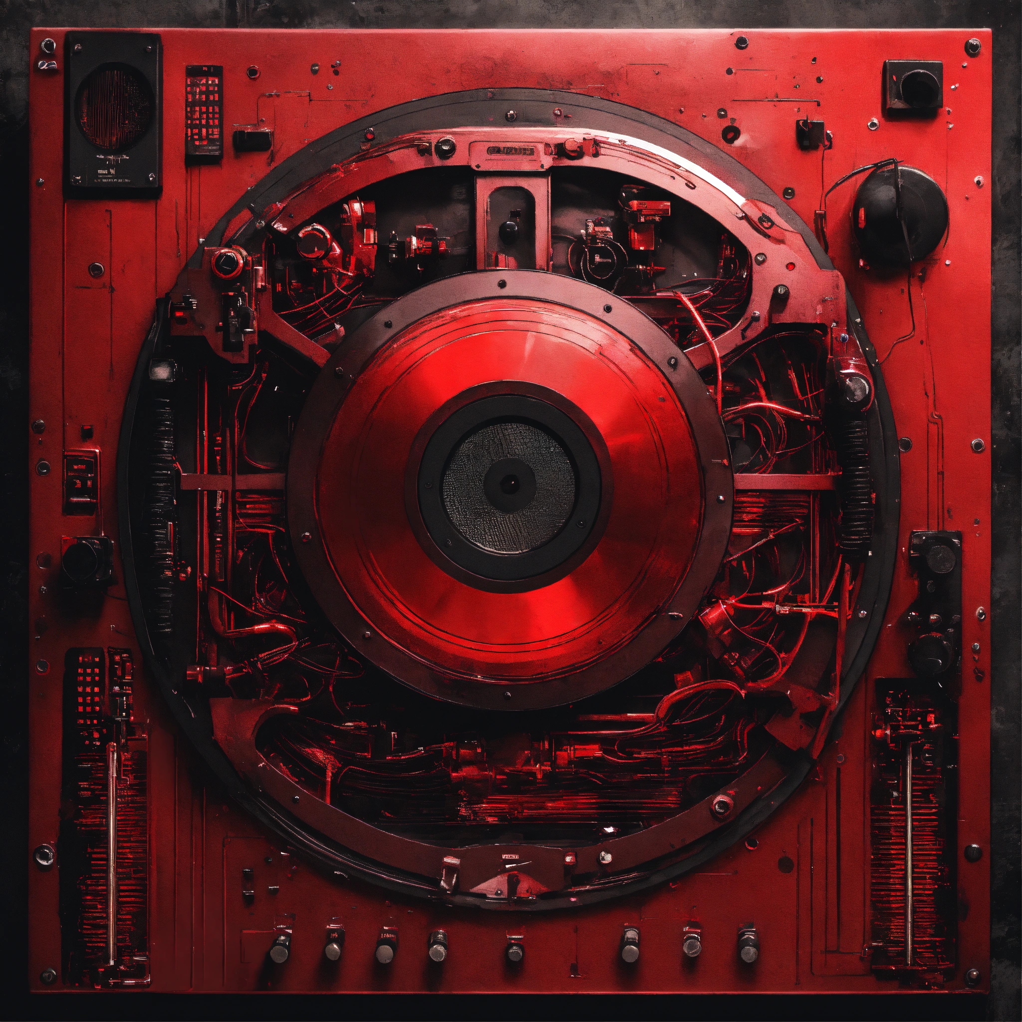 Lexica - Nostalgic album art techno music black and red tone with metal ...