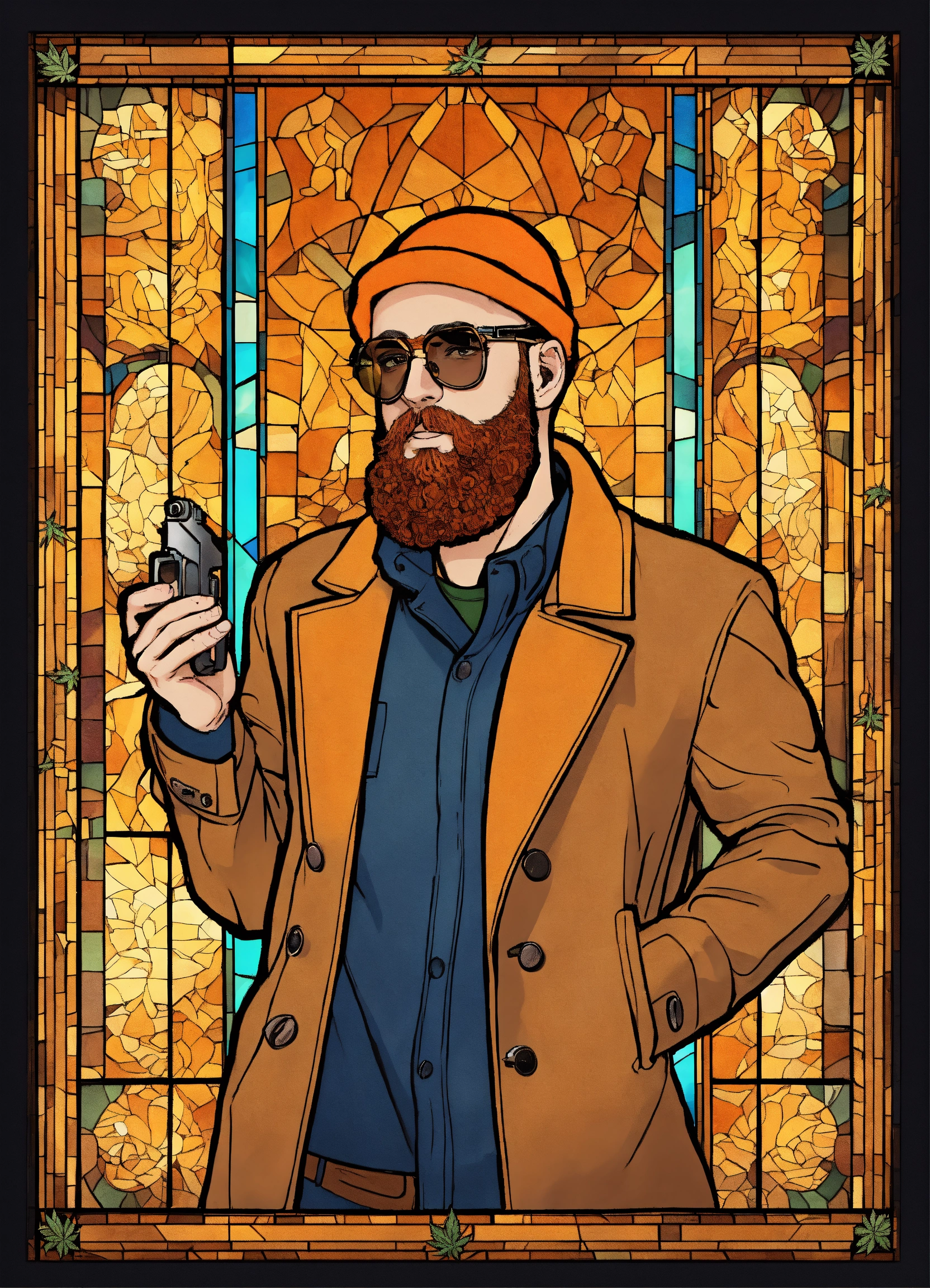 Lexica - HD, 4K, Background is a stained glass with images in the ...