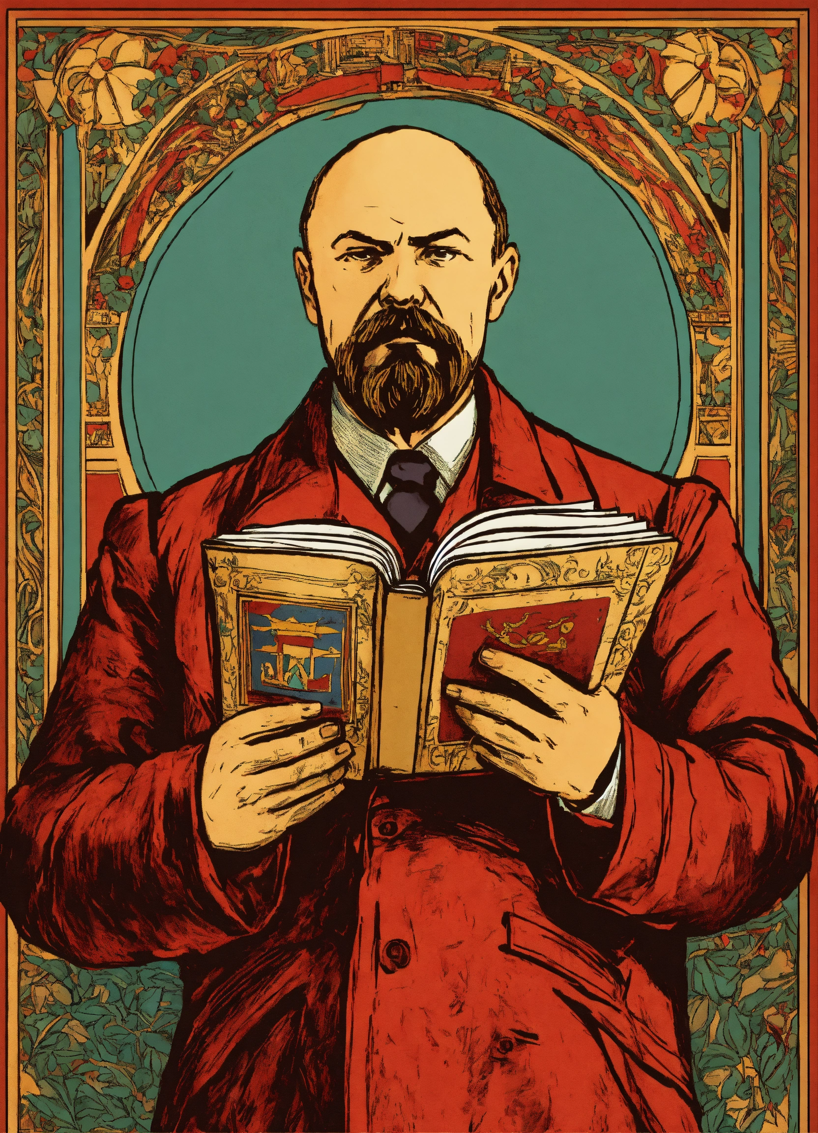 Lexica - Illustration Lenin holding the book written "The Capital"