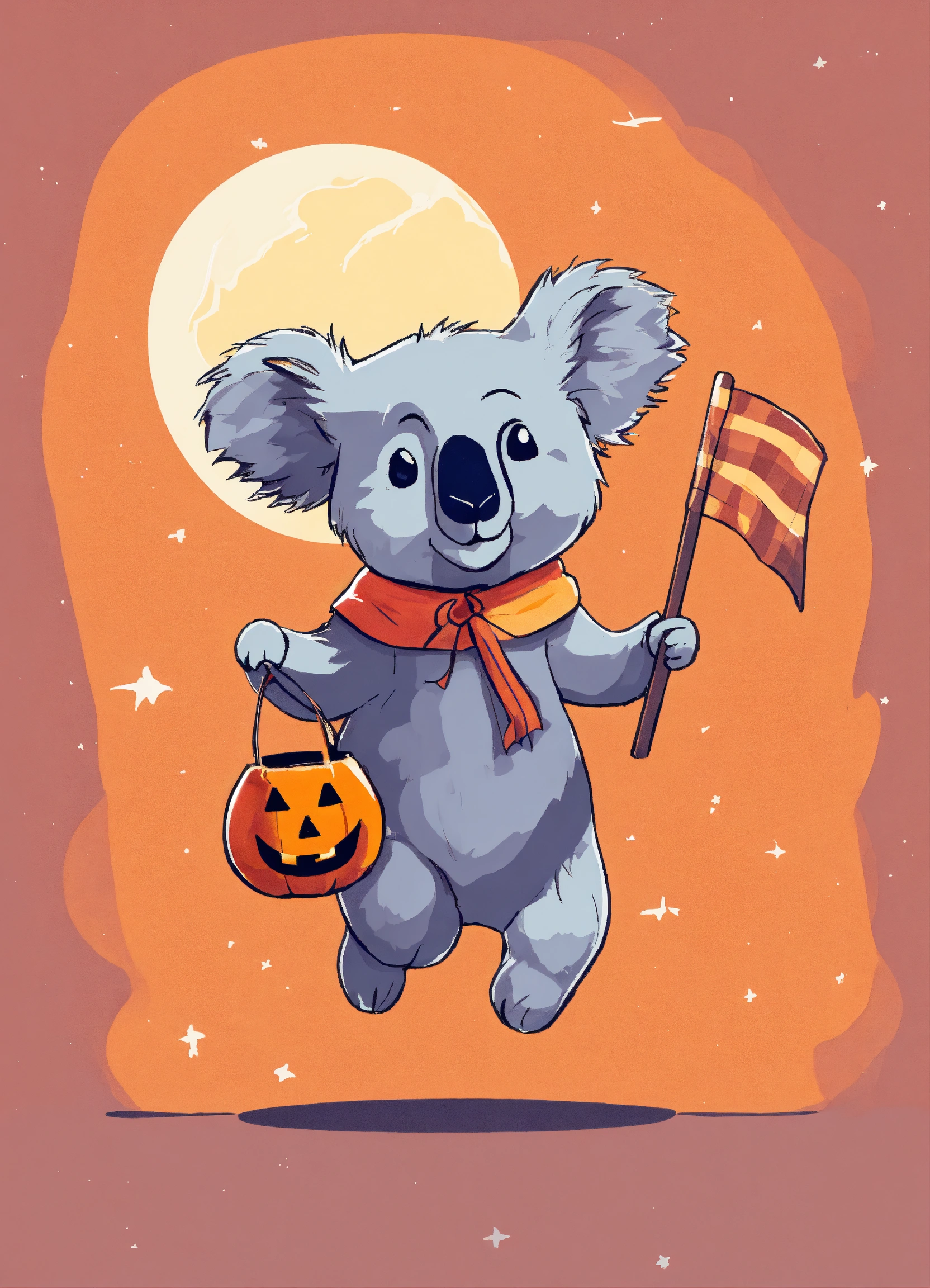 Lexica - A minimalistic drawing of a koala going trick or treating in ...