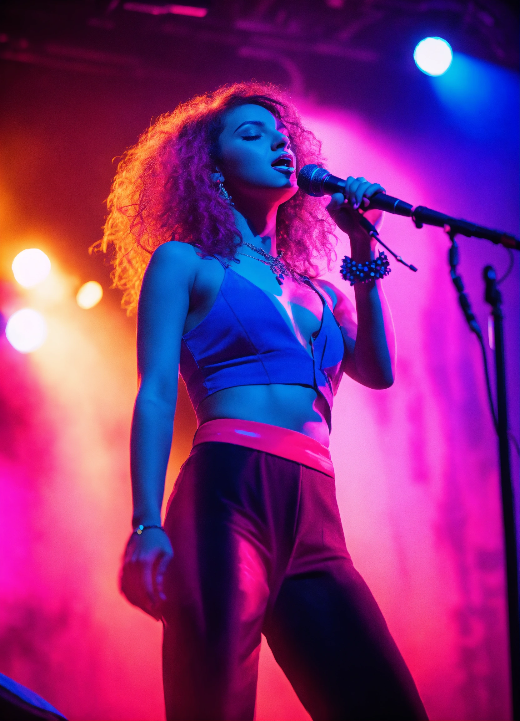 Lexica - Cinematic photography, modern, female singer on stage ...