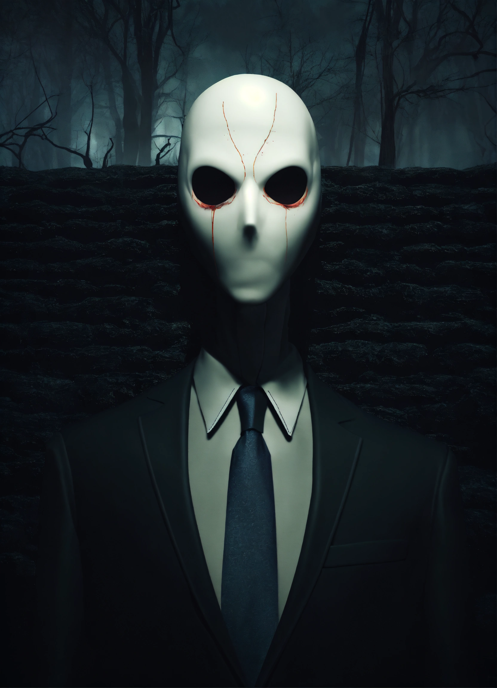 Lexica - Scary Slenderman from a legend take a close-up of your face ...