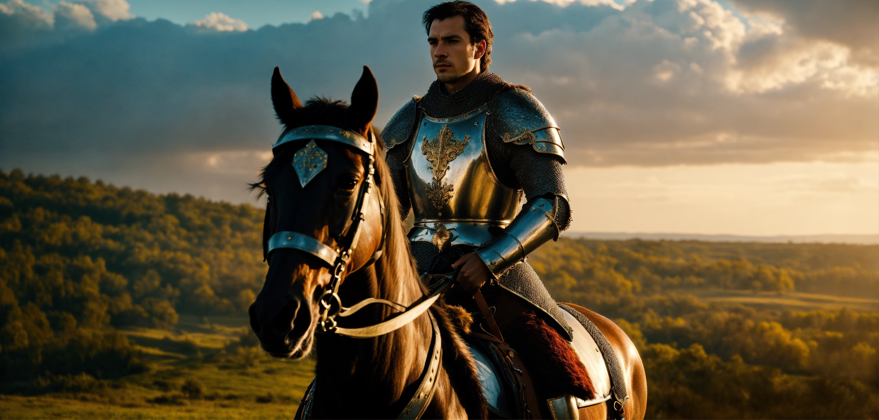 Lexica - Handsome Knight with detailed armour on Horseback, Cinematic ...