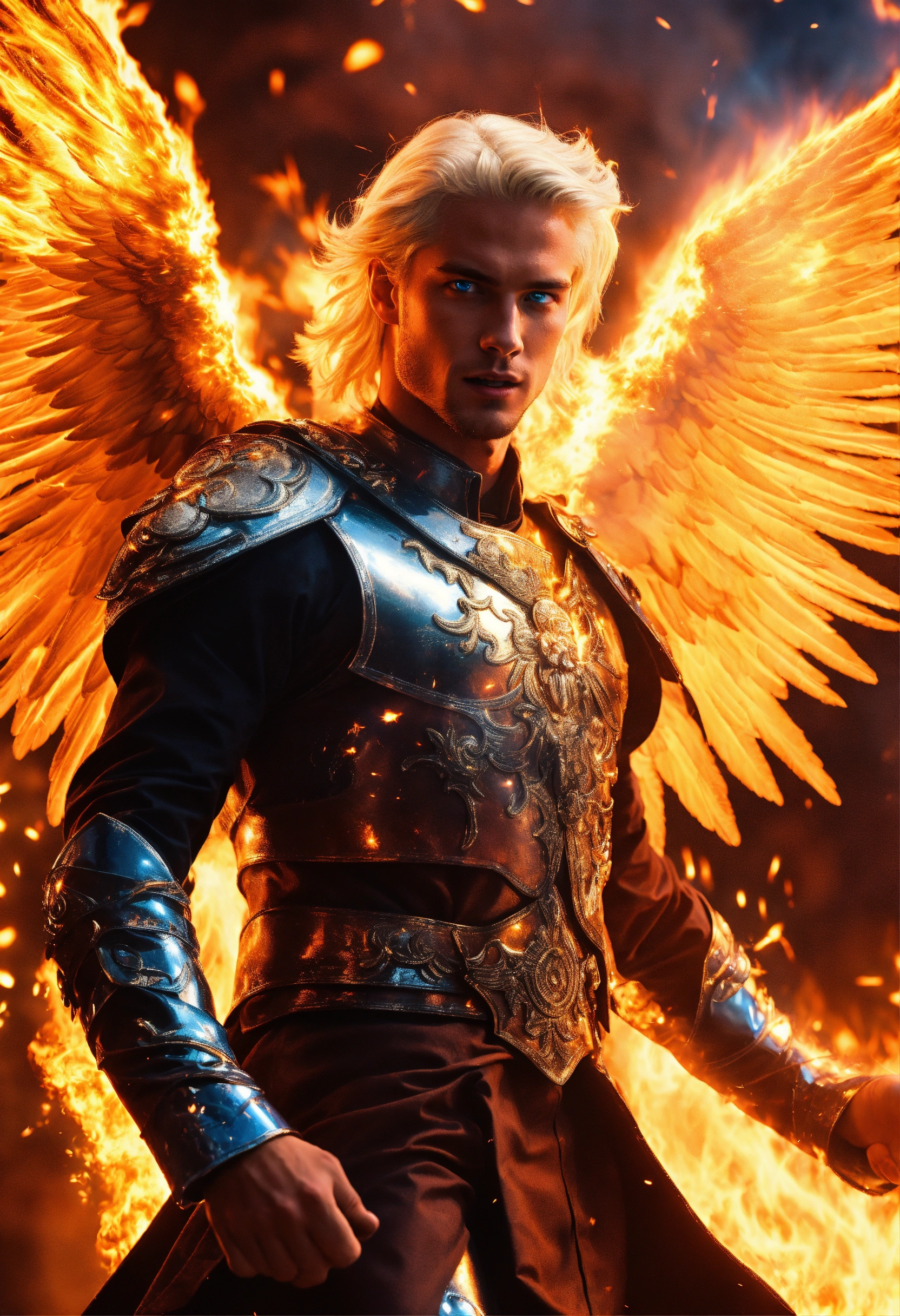 Lexica - Action photograph, 25 year old supermodel handsome St. Michael ...