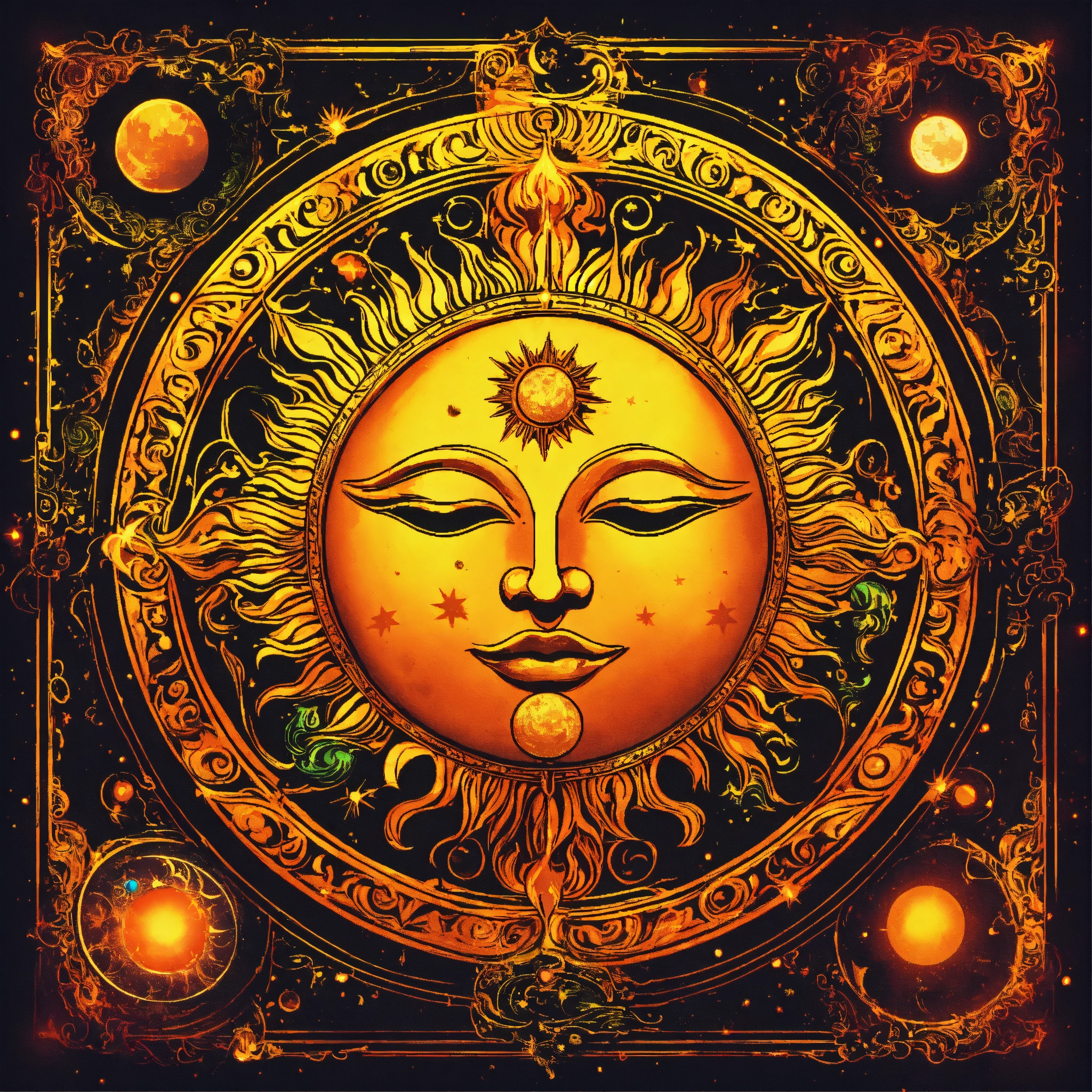 Lexica - Sun and moon vector cosmic energy vibrant powerful magic ...