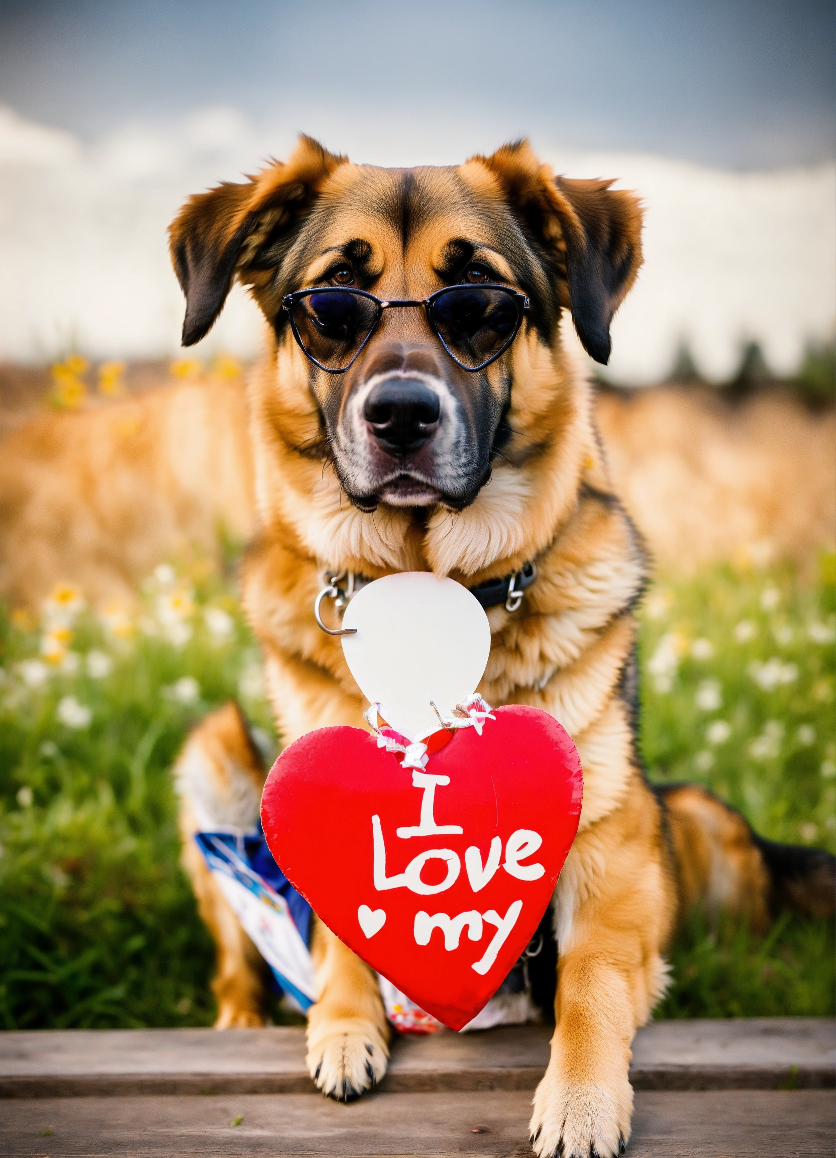 Lexica - German Shepherd (dog) holding a picture with a heart on it ...
