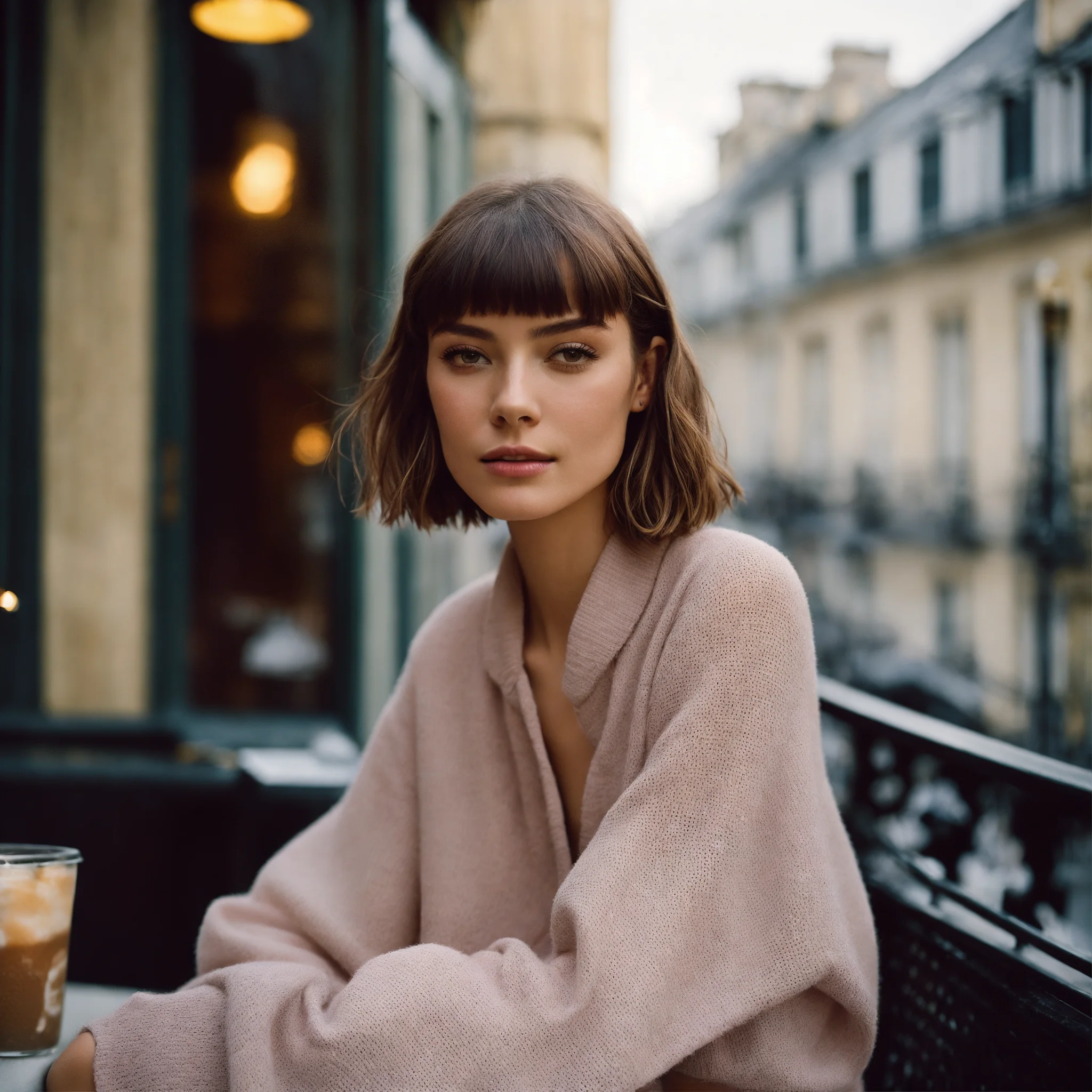 Lexica - Portrait of a beautiful French fashion model with bob-cut hair ...