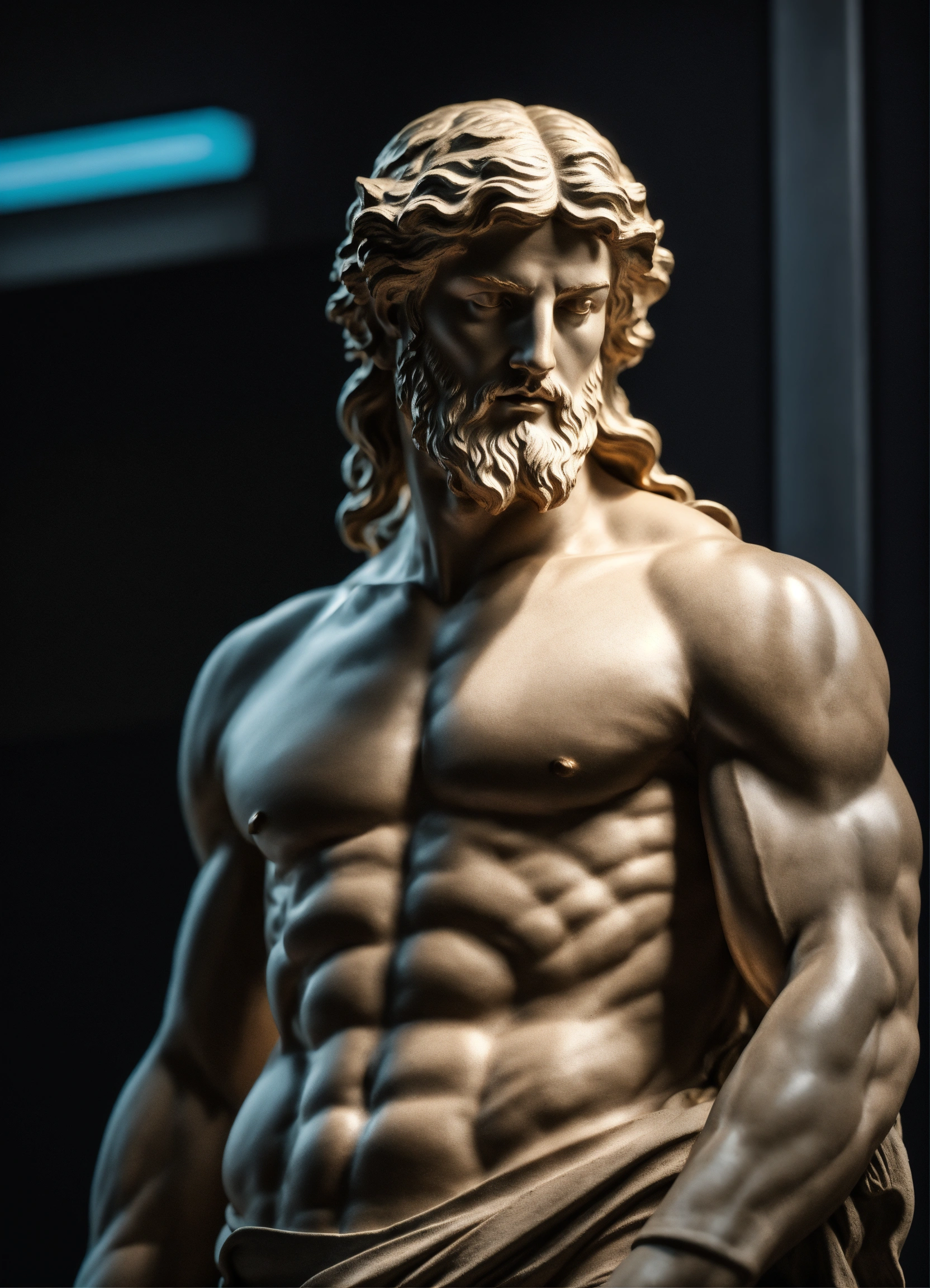 Lexica - Simple muscular greek god statue with middelparting hair with ...