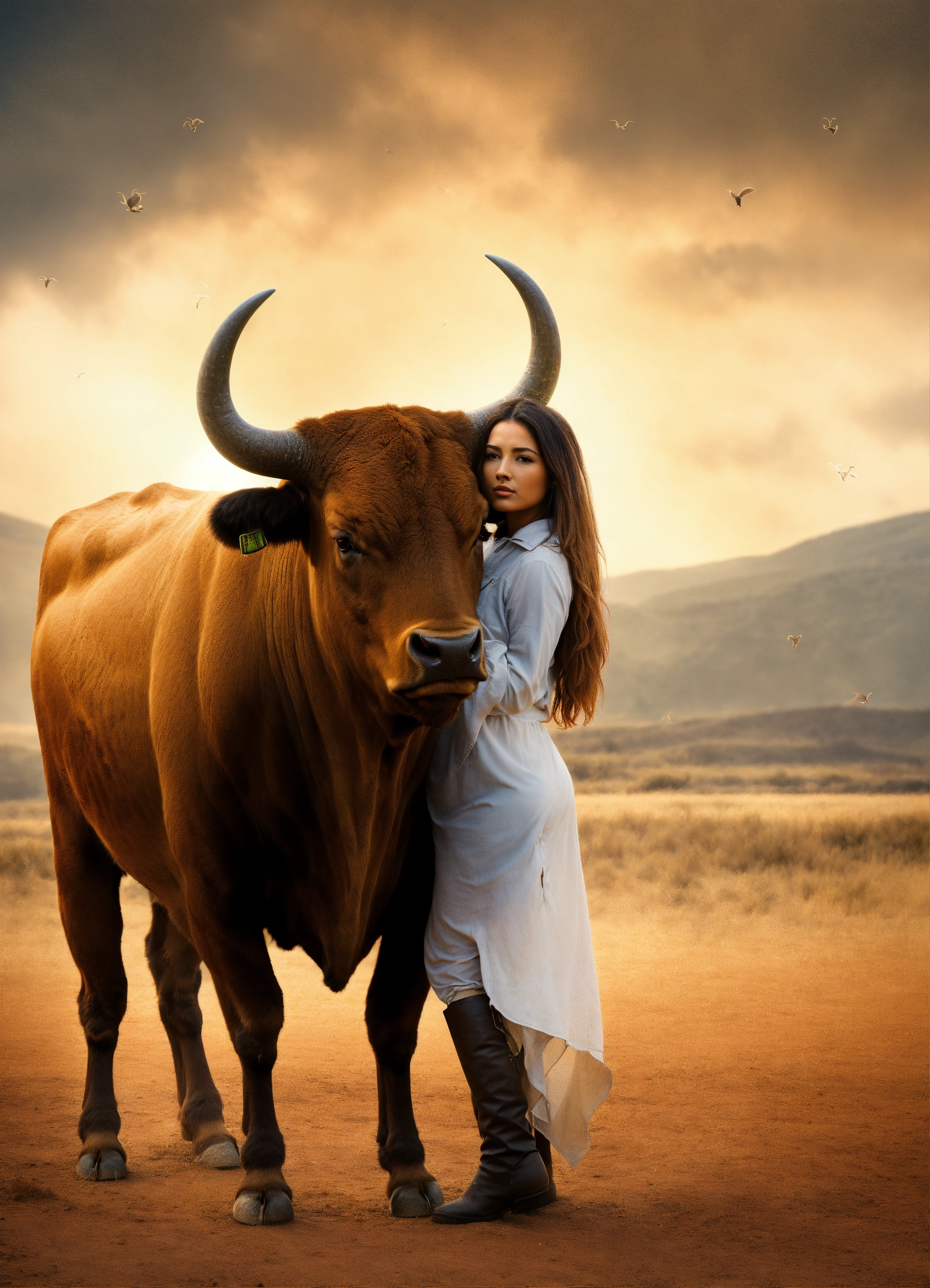 Lexica - Taurus Bull on earth background with Taurus Bull woman