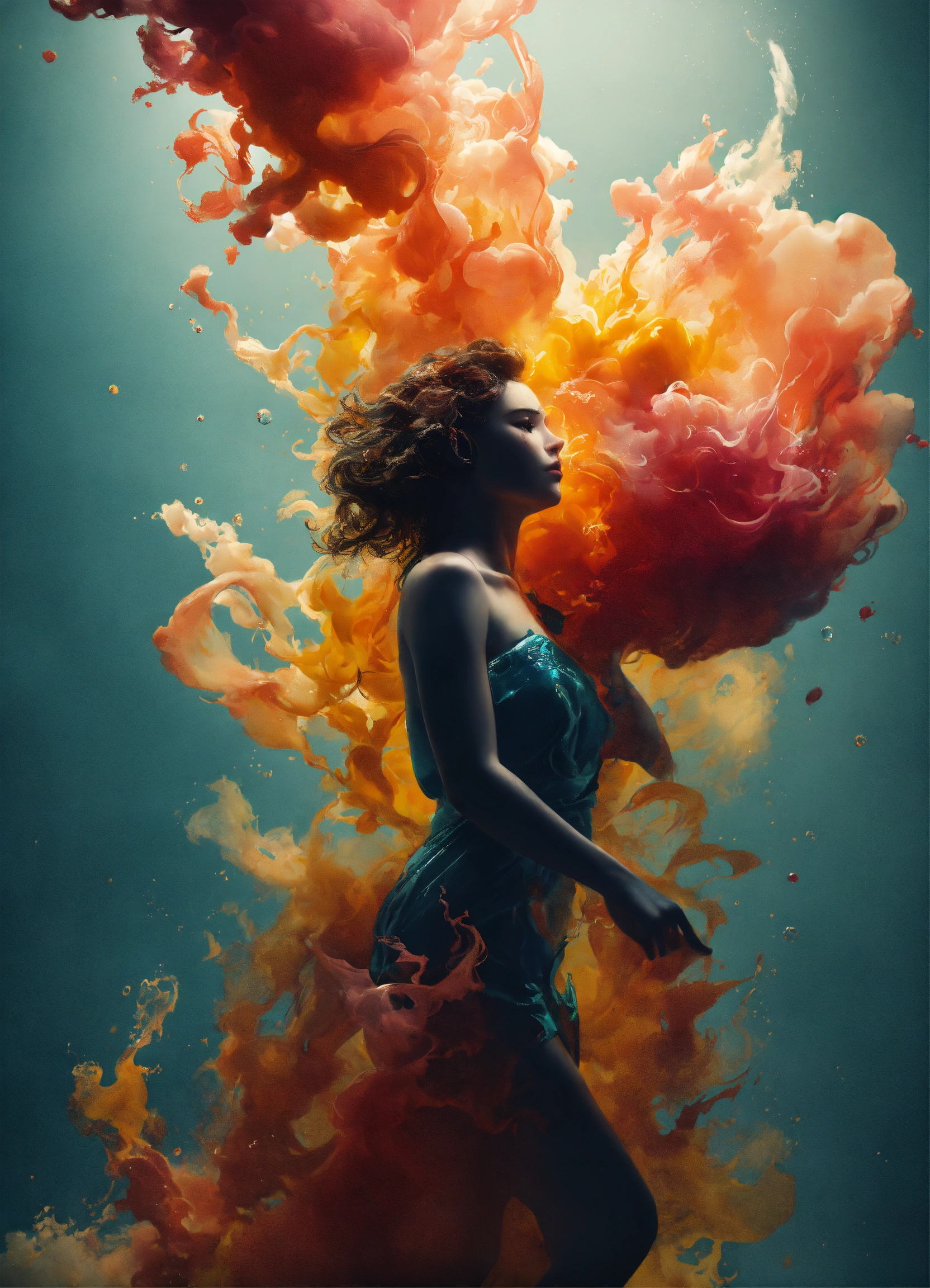 Lexica - Art, dancing sillhouette , water ink, ink water, ink cloud ...