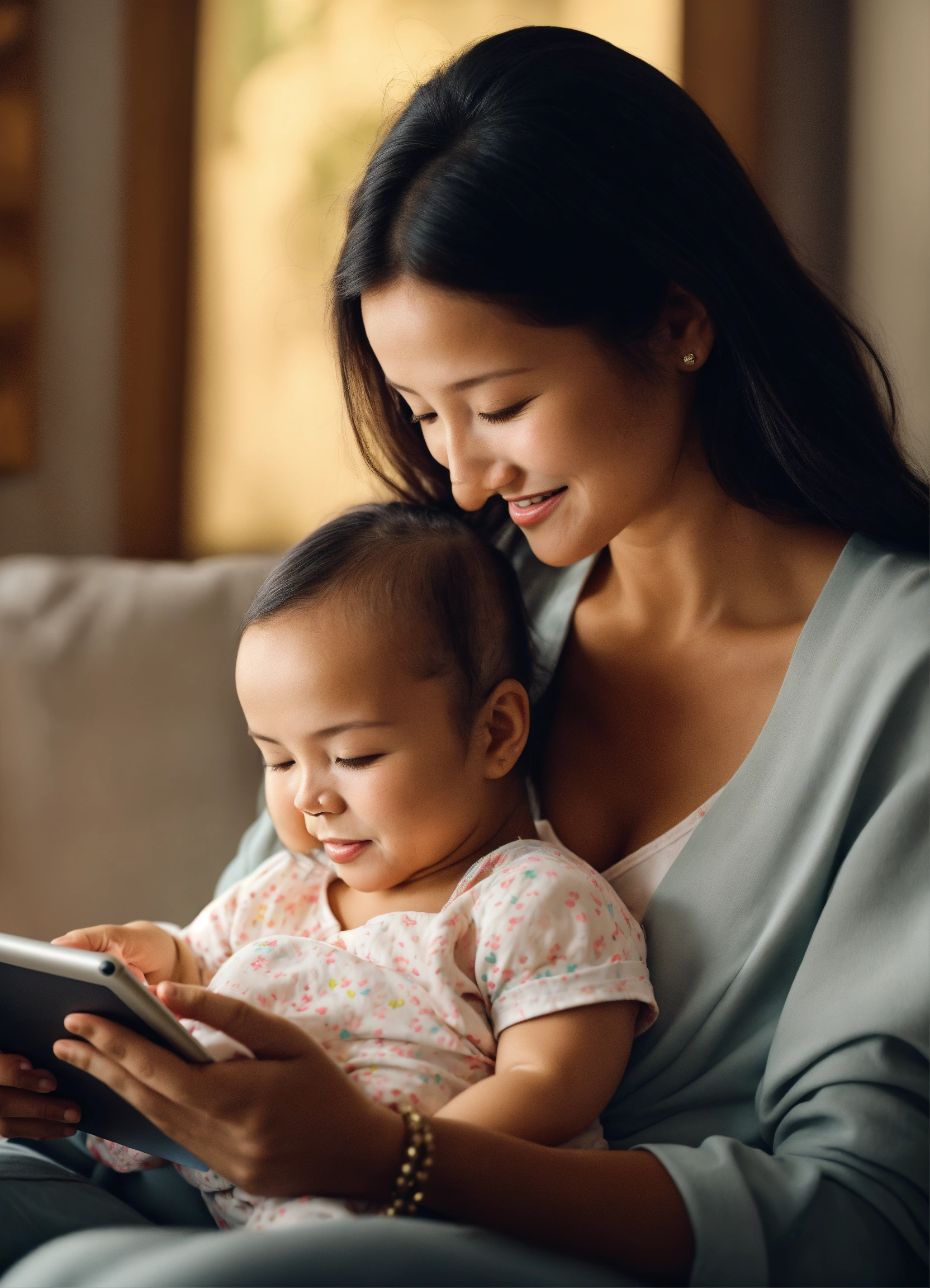 Lexica - Generate a macro image of a mother, the mother is holding the ...