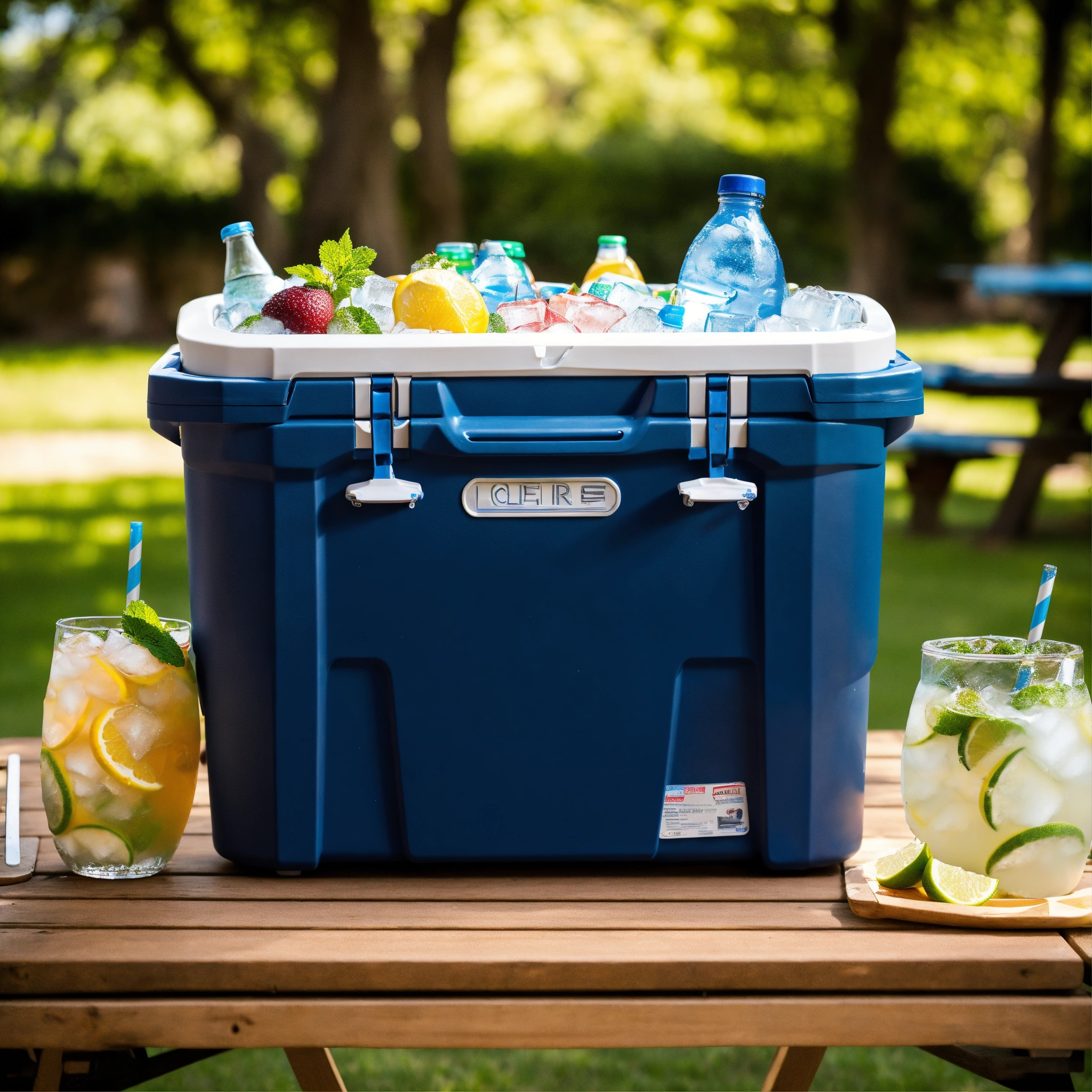 Lexica - A photo of a large cooler sitting on a picnic table. The ...