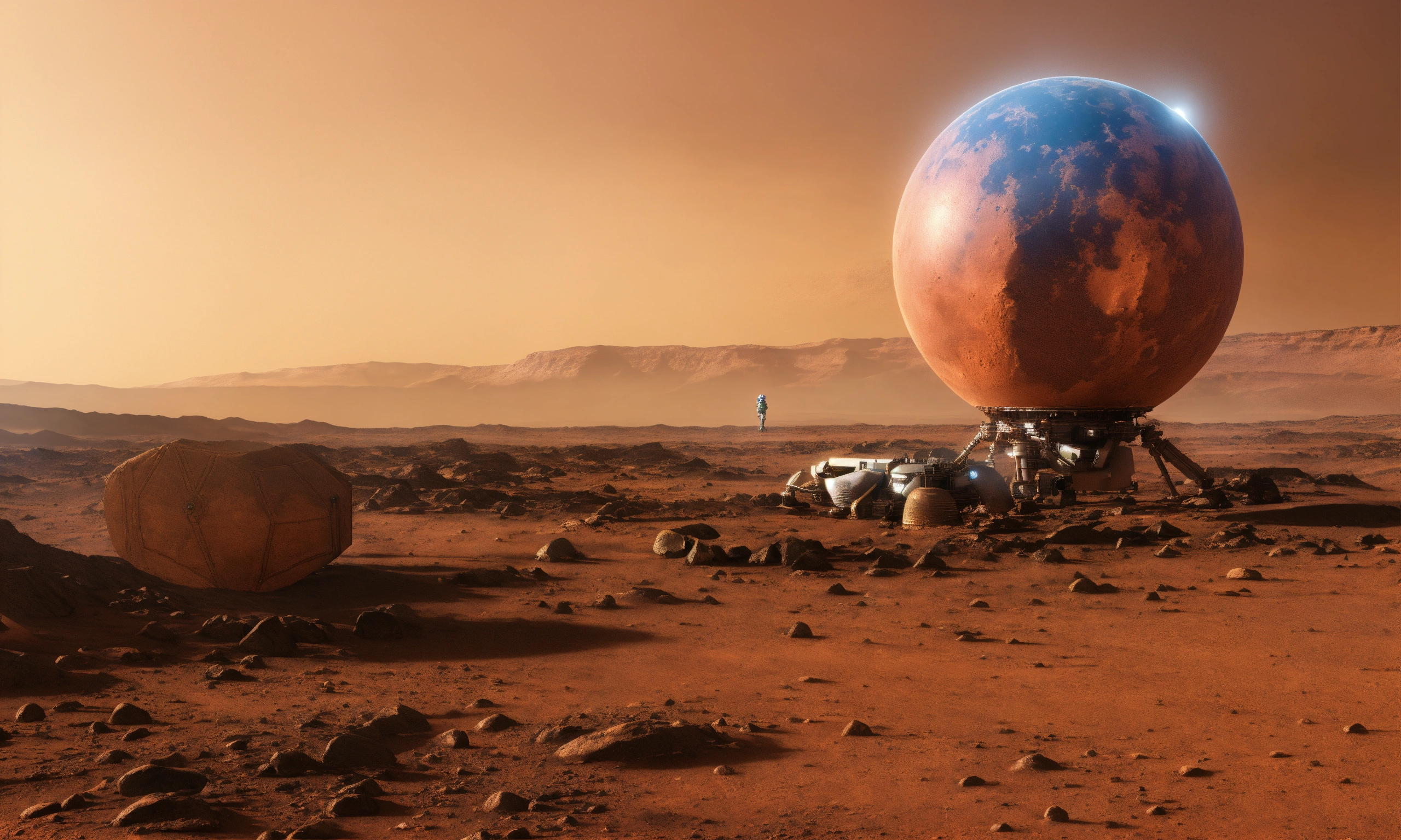 Lexica - Photo of artificial intelligence holding planet mars