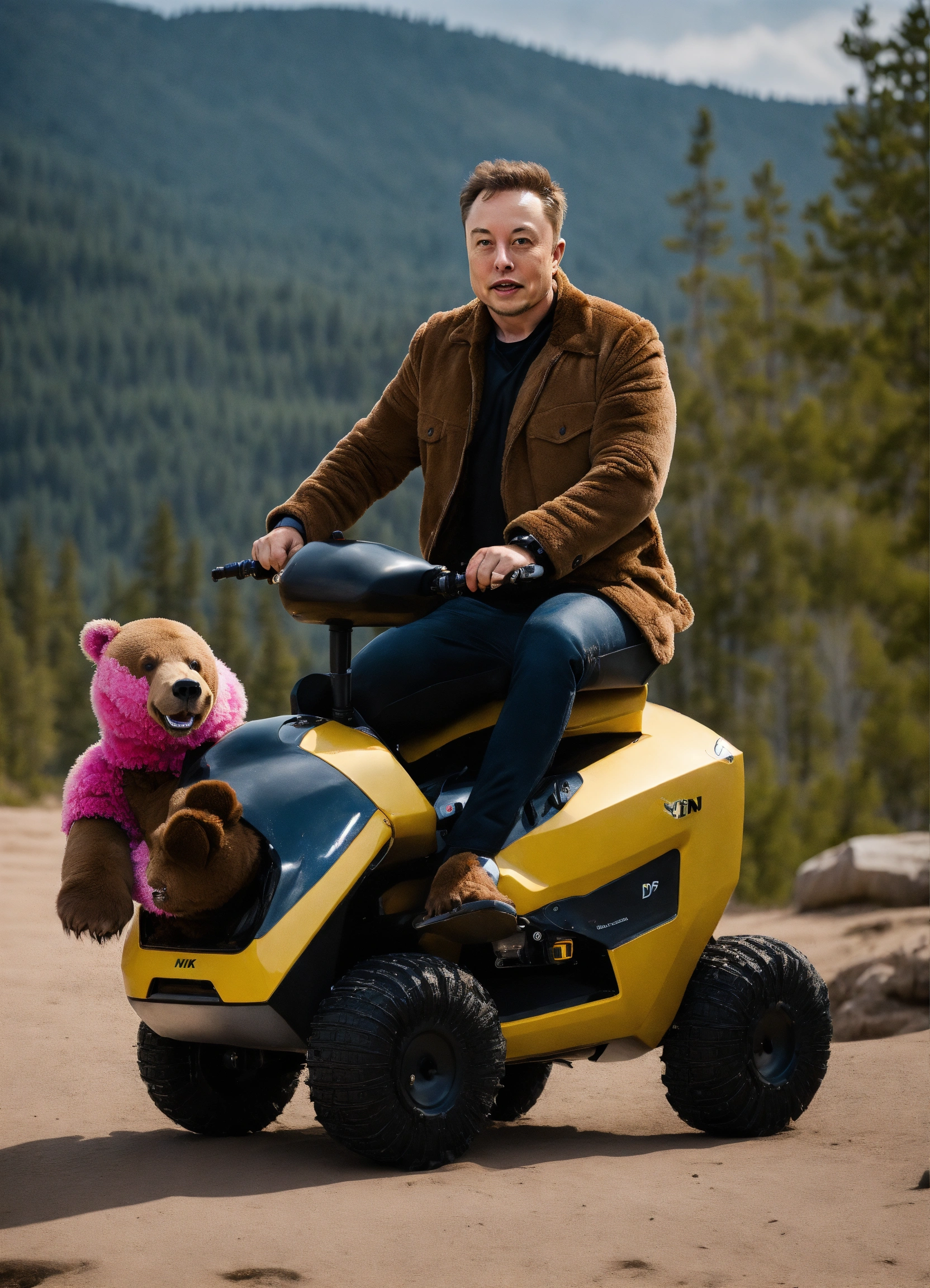 Lexica - Elon Musk riding a robotic bear, best quality, real picture ...