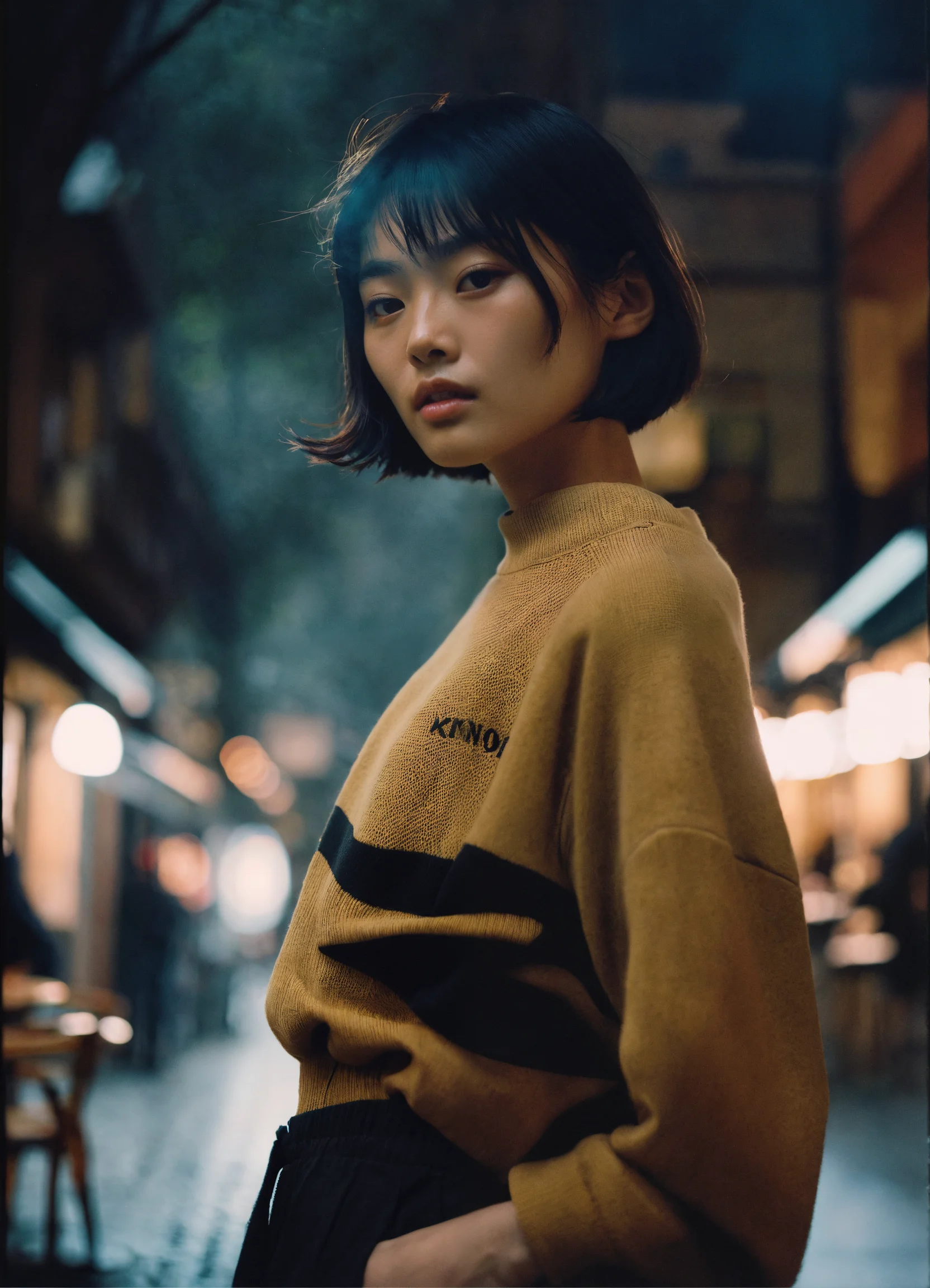 Lexica - Portrait of a beautiful Japanese fashion model with bob-cut ...