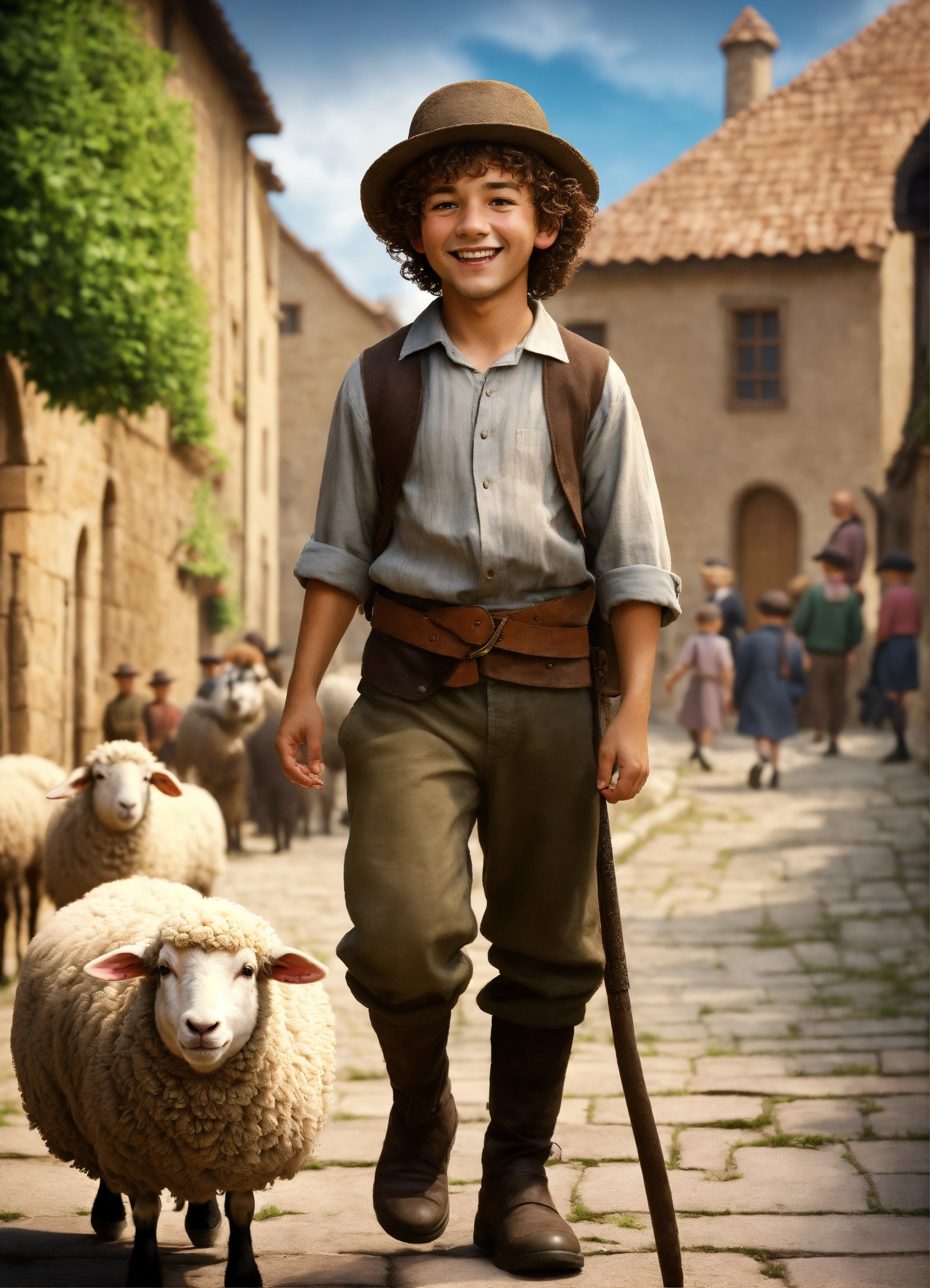 Lexica - Jewish boys from the Middle Ages in a Jewish town, with a ...