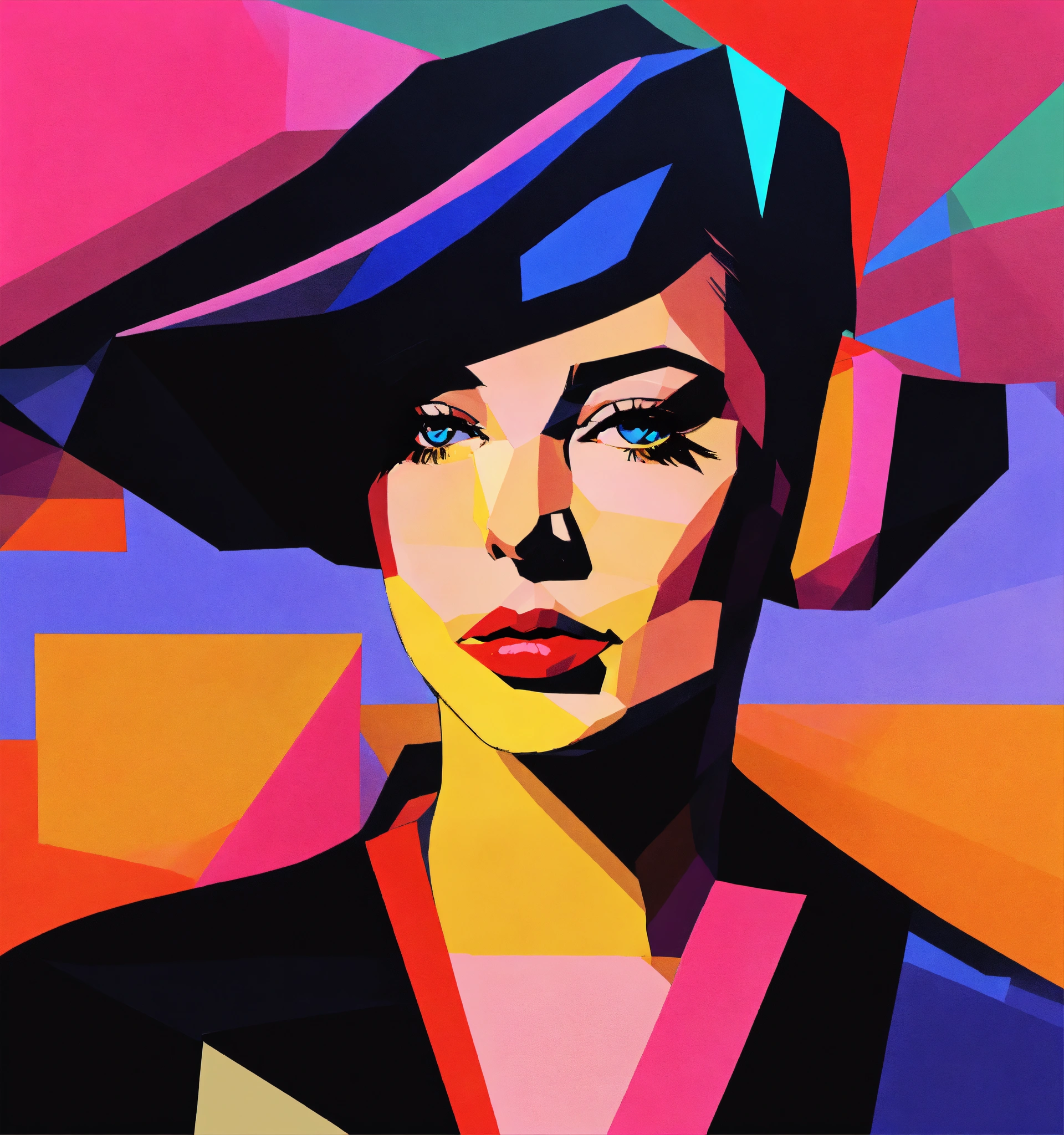 Lexica - Simplified abstract illustration of close up portrait of ...