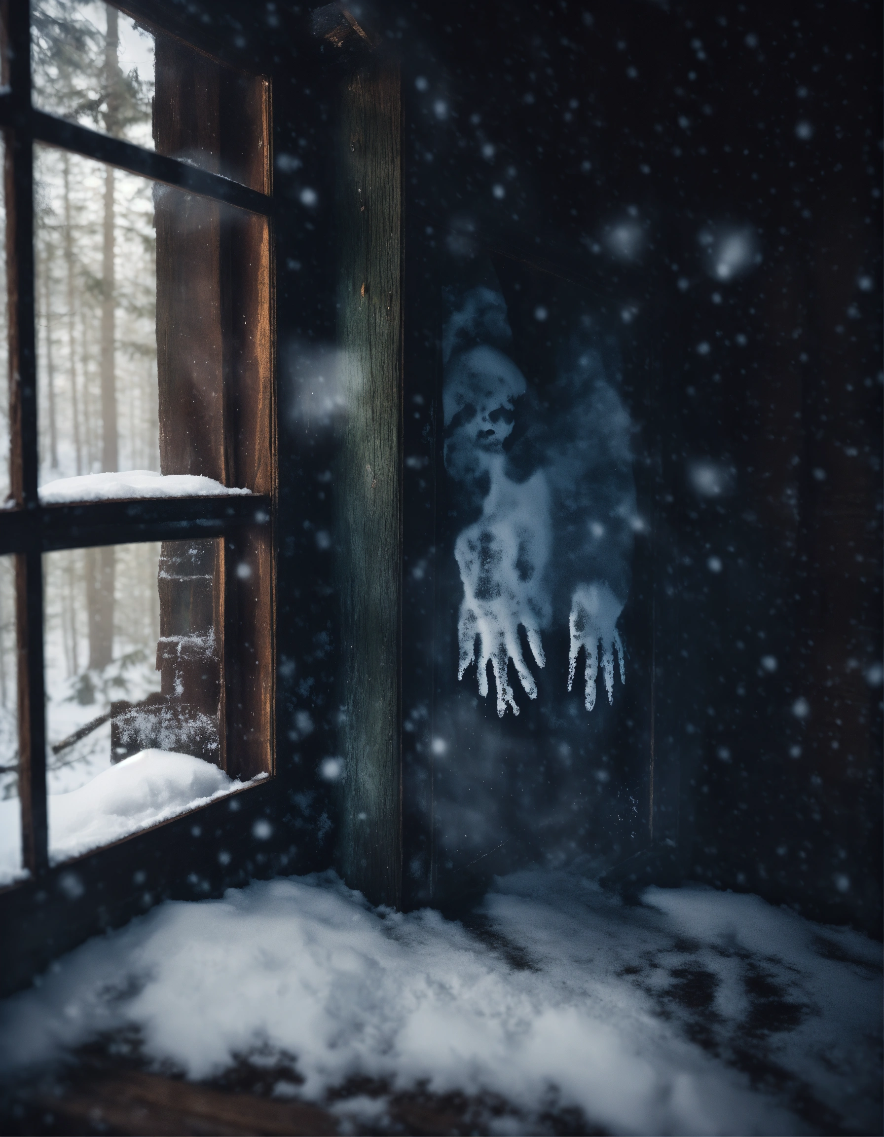 Lexica - Haunted ghost, scary, stalker, dark tones, misty forest, hands ...