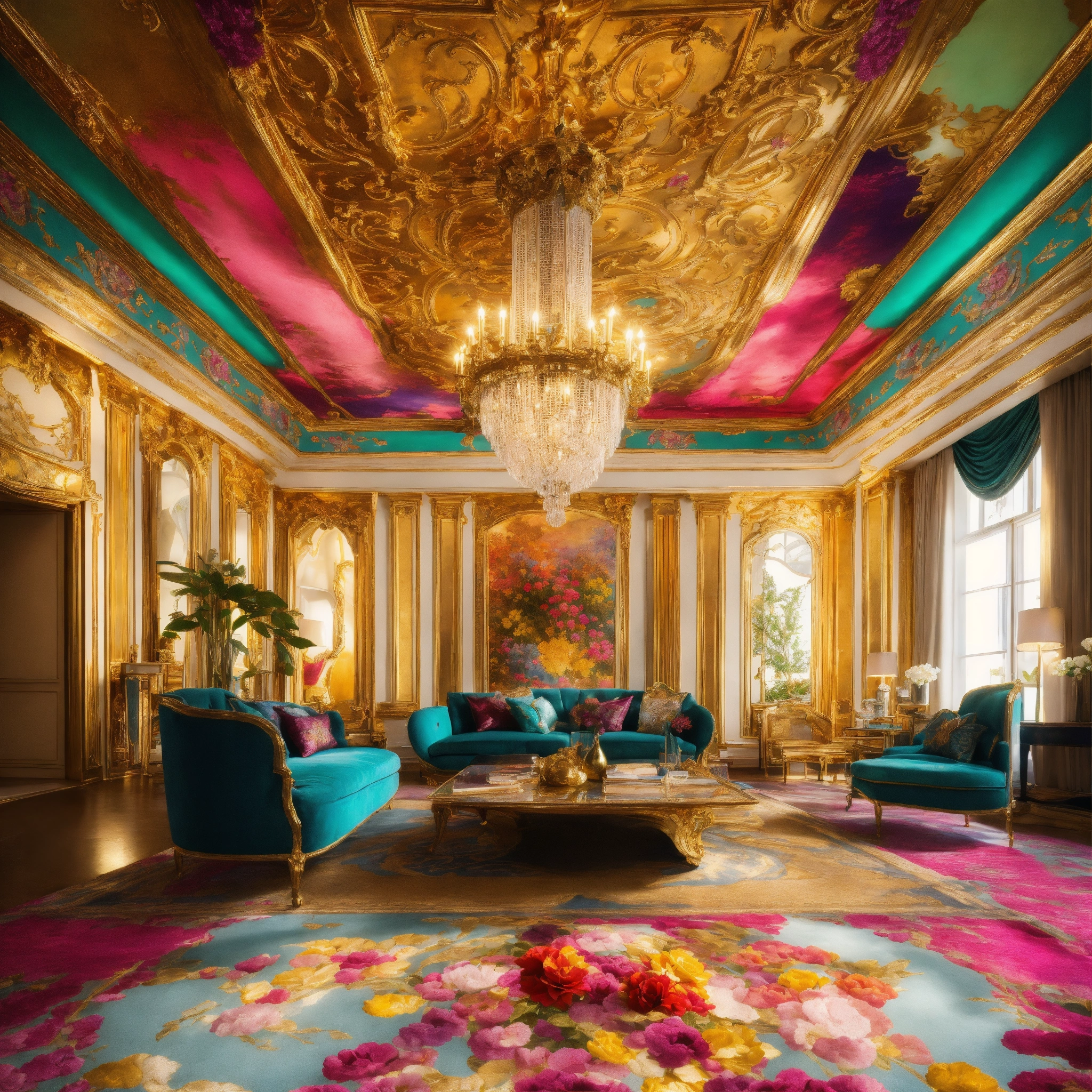 Lexica - Futuristic beautiful French mansion interior sitting room ...