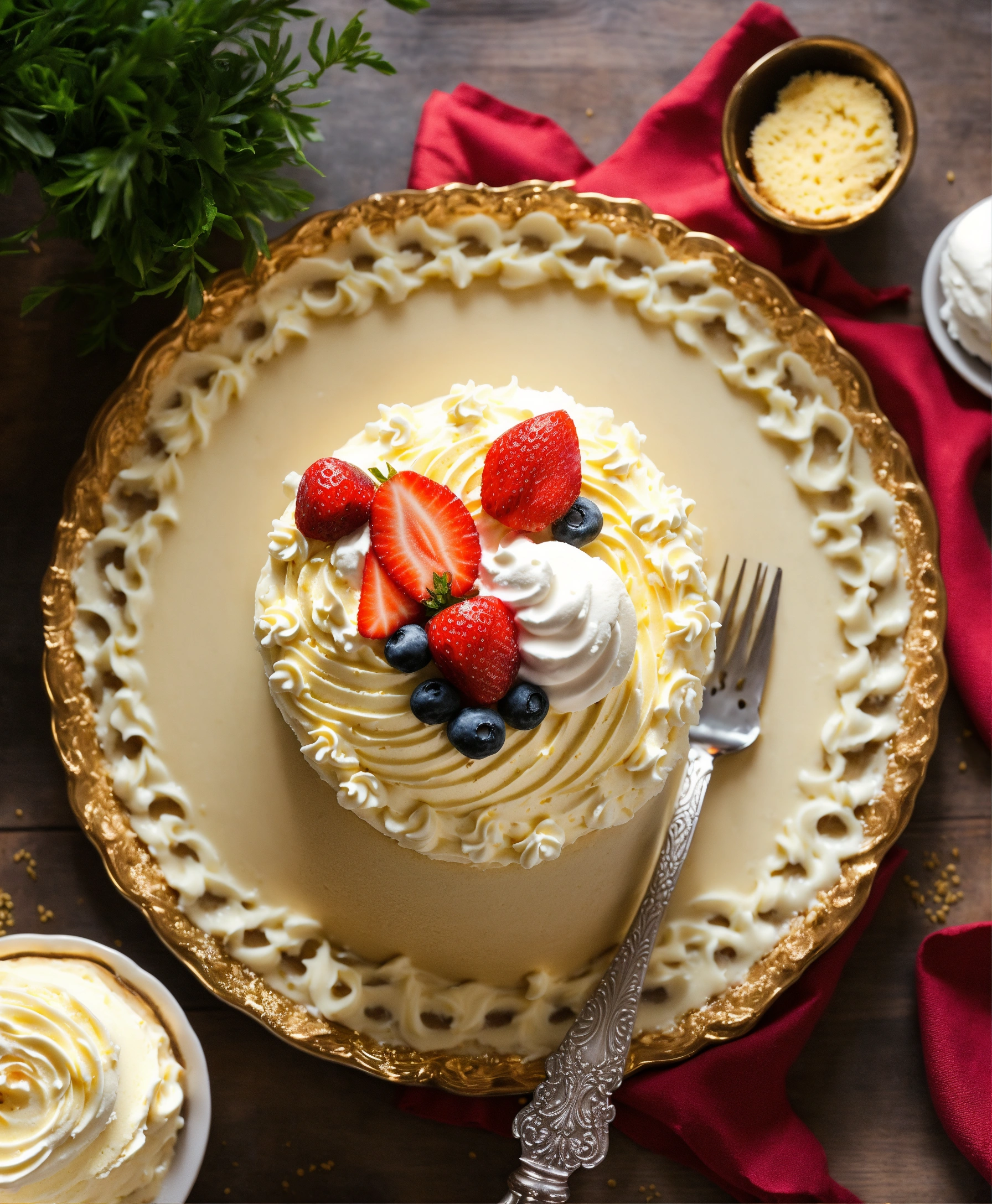 Lexica - Luxury plate cake with cream chantilly