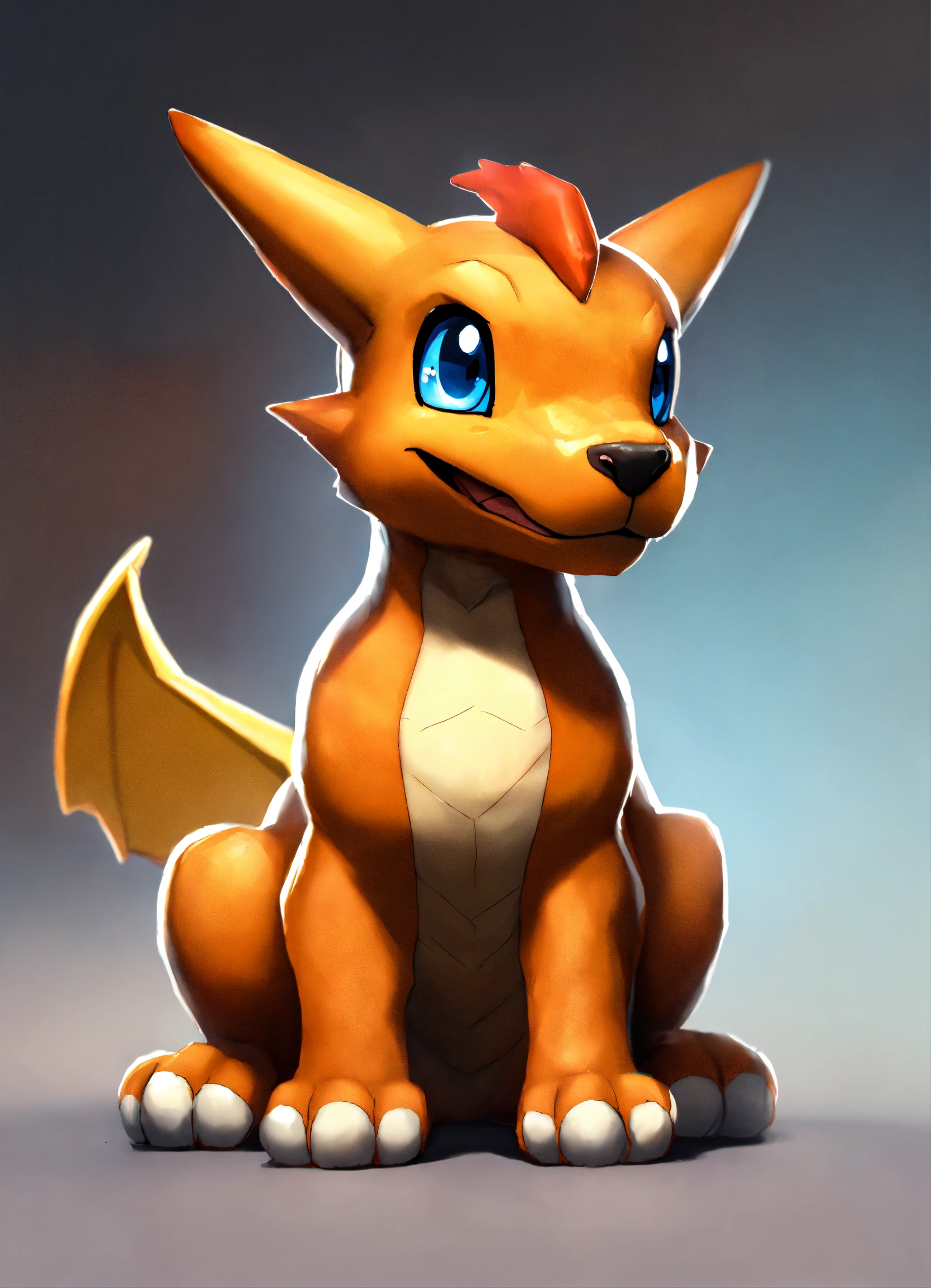 Lexica - Charizard if it was a dog, cute face, cute realistic dog breed.