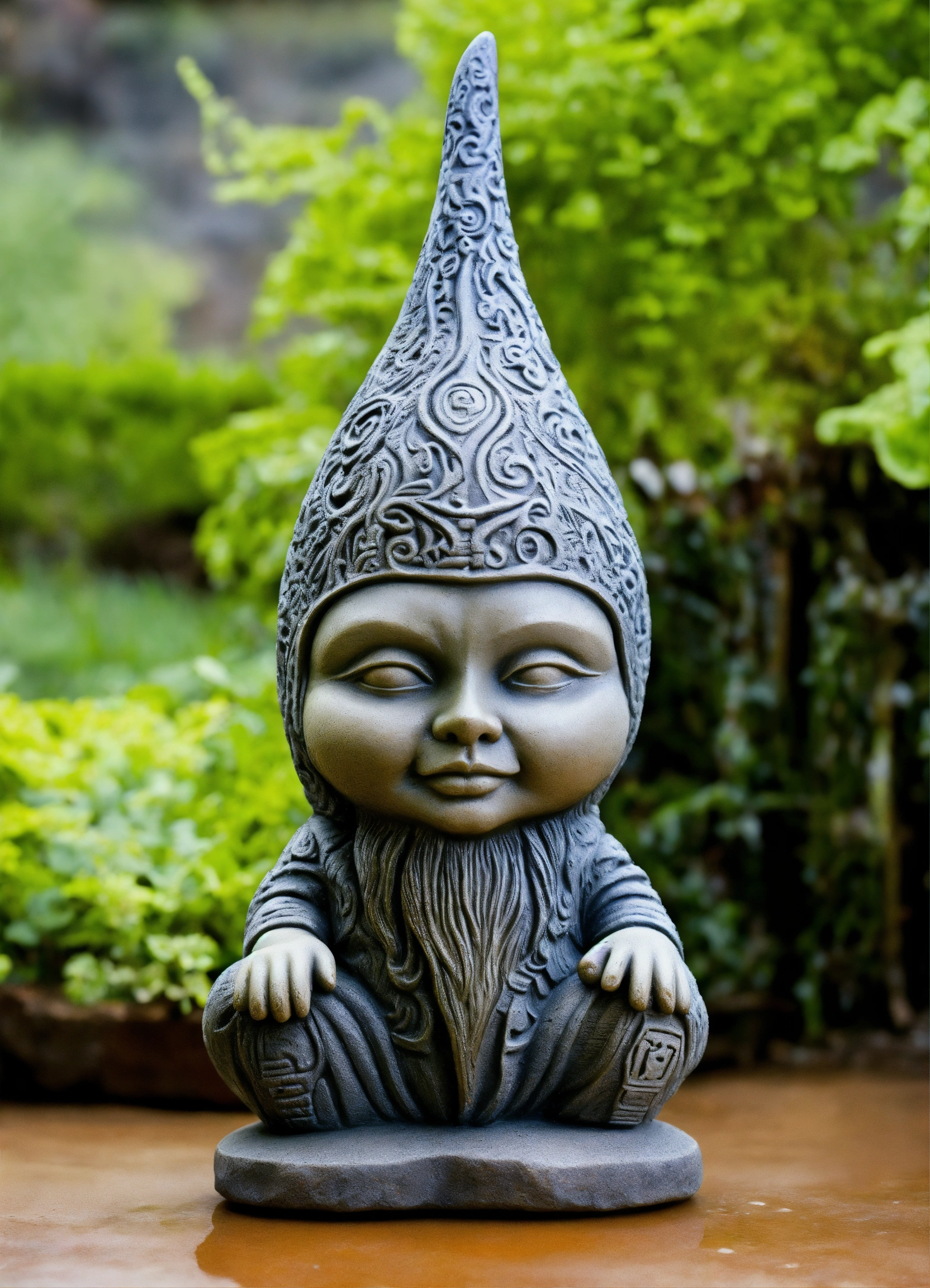 Lexica - An ancient stone hooded sculptured garden gnome teardrop ...