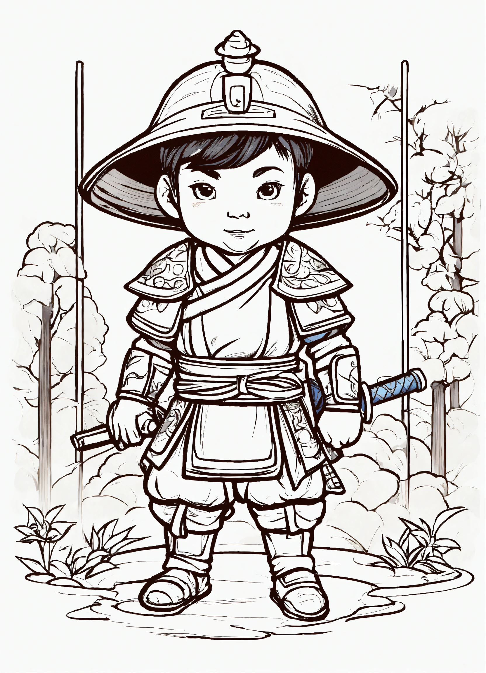 Lexica - Generate a cute LITTLE SAMURAI illustration, resolution ...