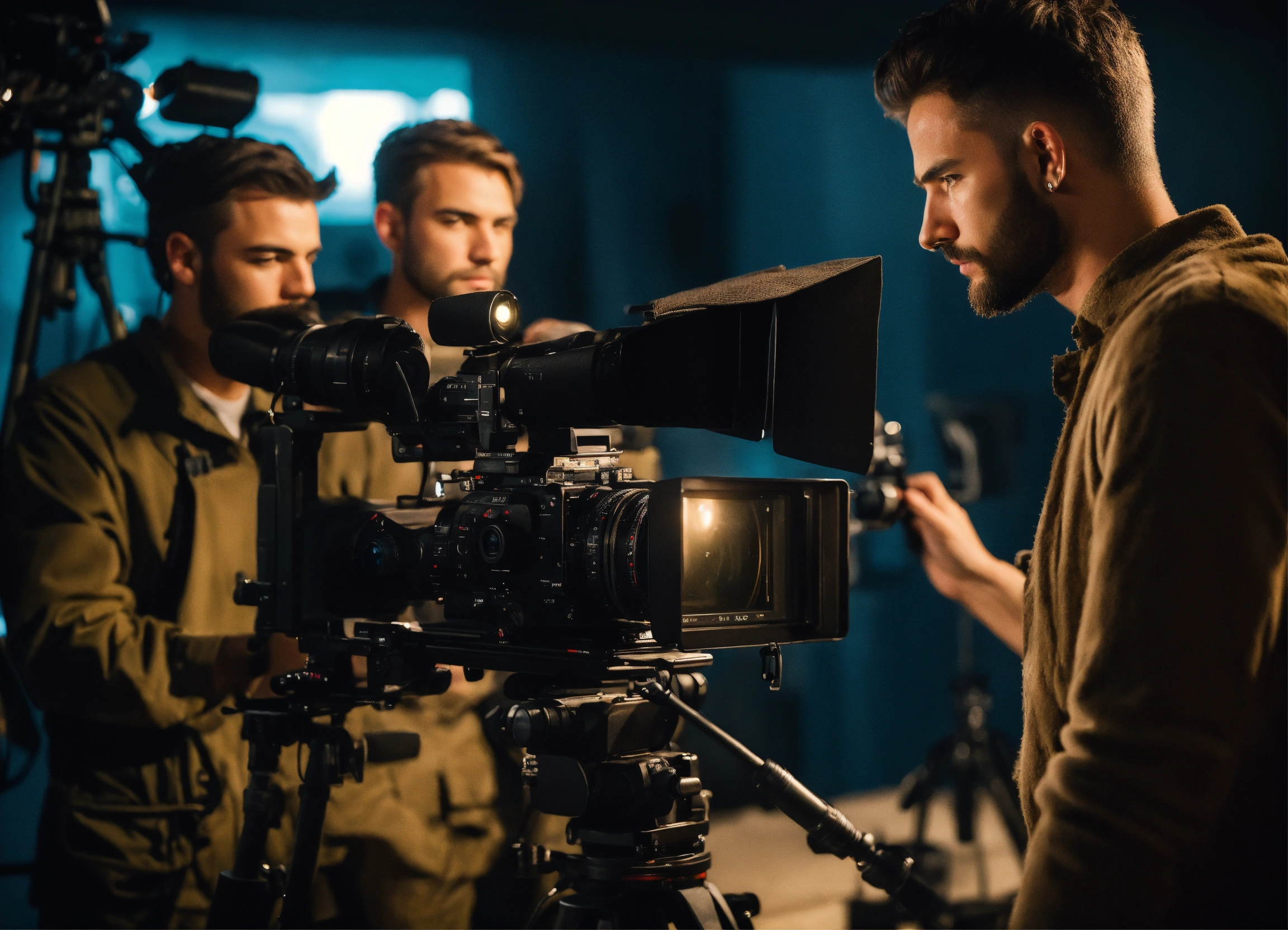 Lexica - The operator looks directly into the viewfinder, he is on the ...