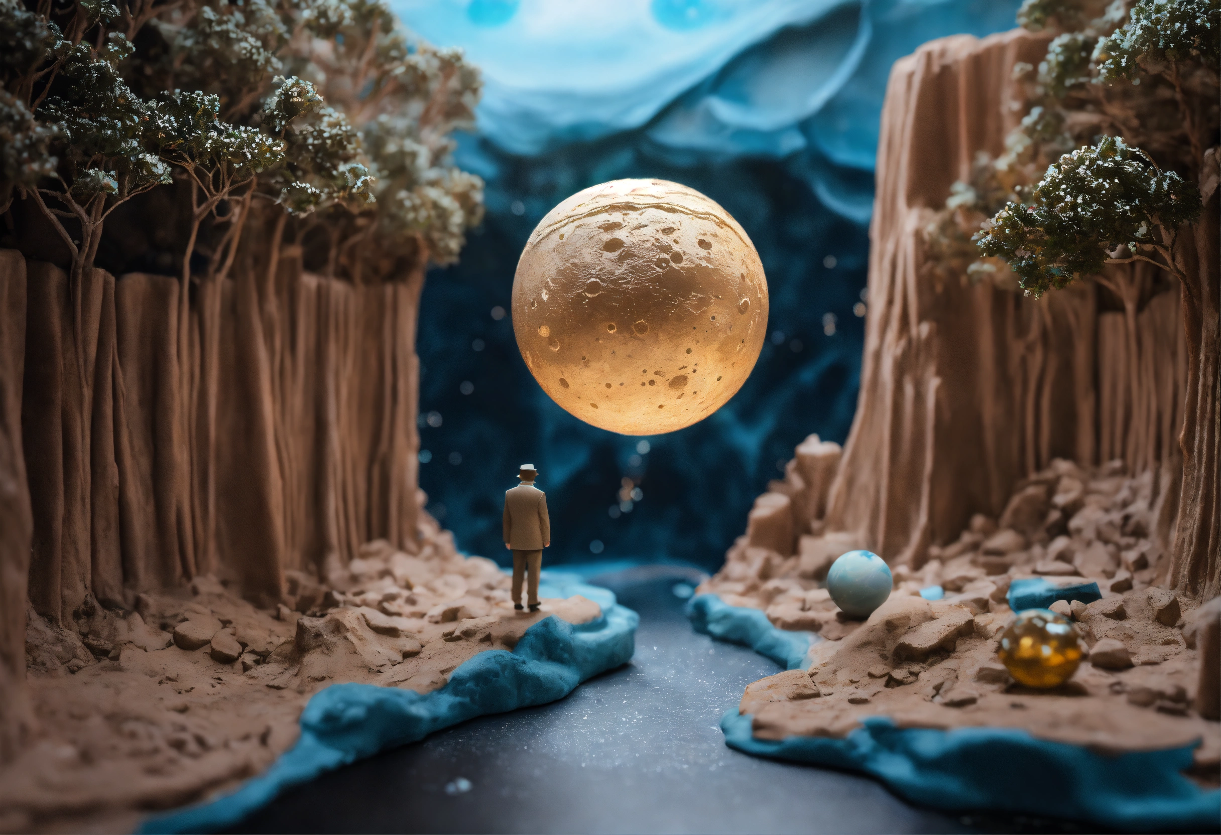 Lexica - Hand-made artwork 3D, modeling clay, upside down rené magritte ...