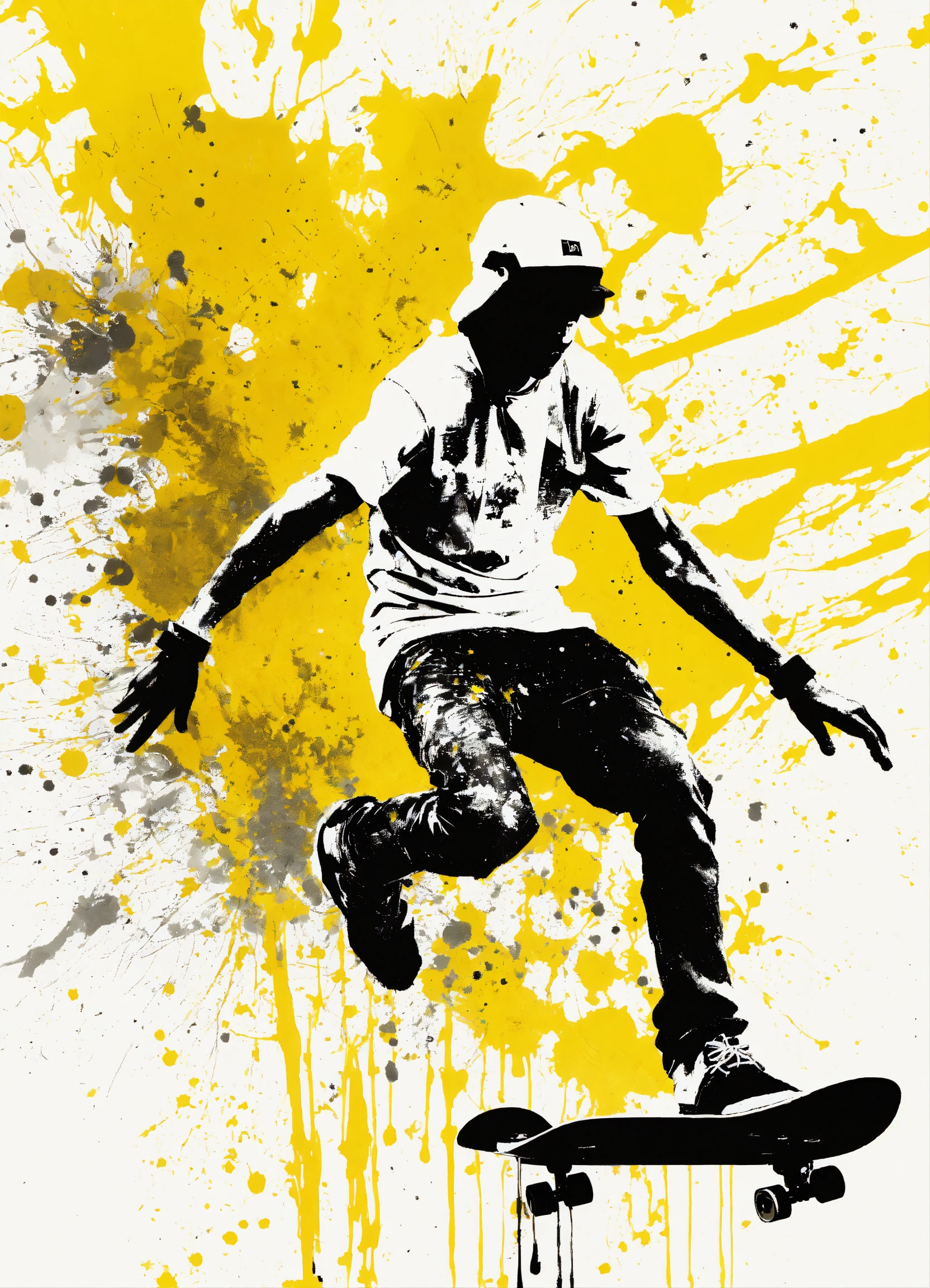 Lexica - Skateboarder in grunge style, abstract splatters and drips ...