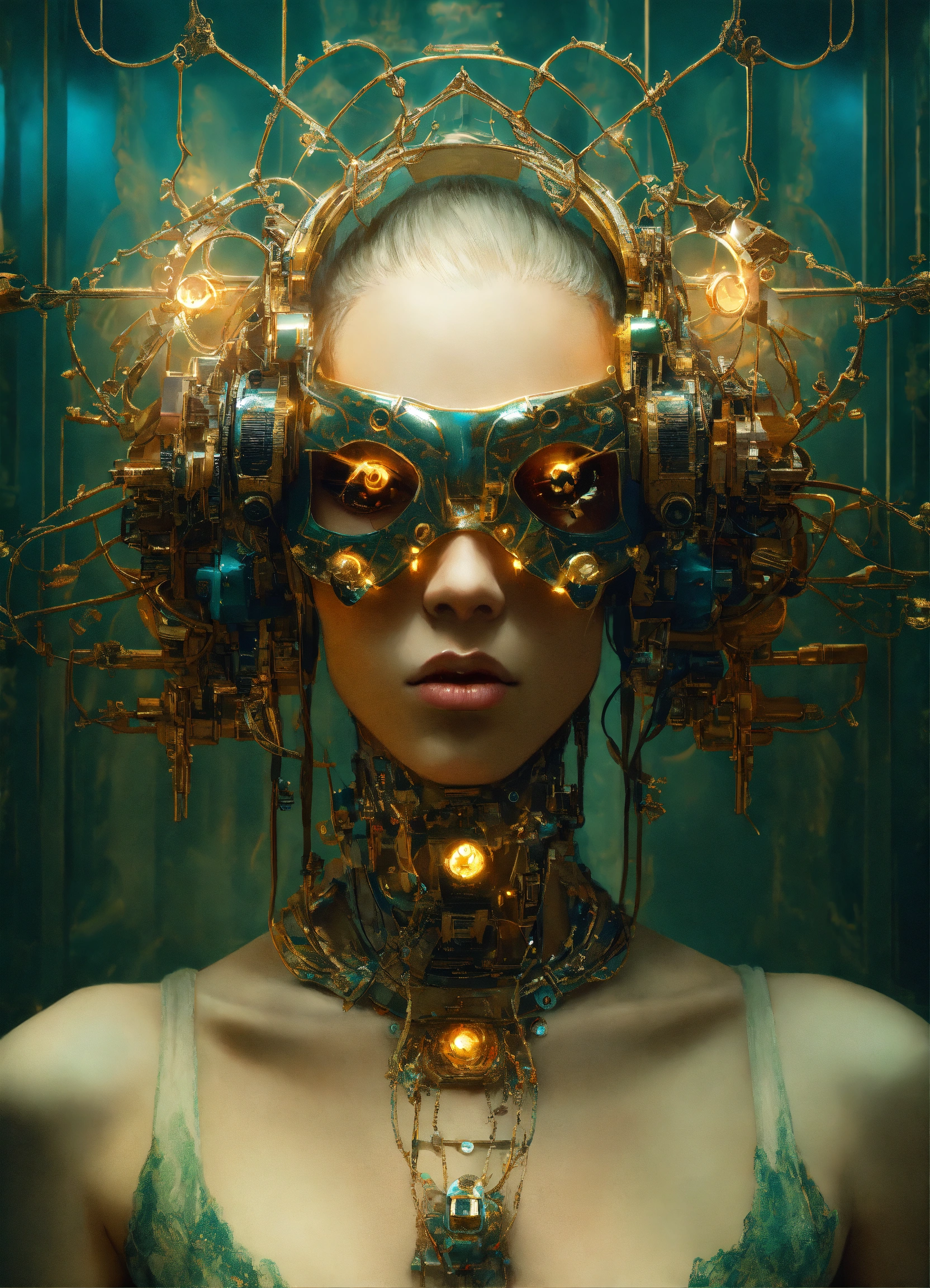 Lexica - Half body portrait Photography, of the cyborg wearing a cyber ...