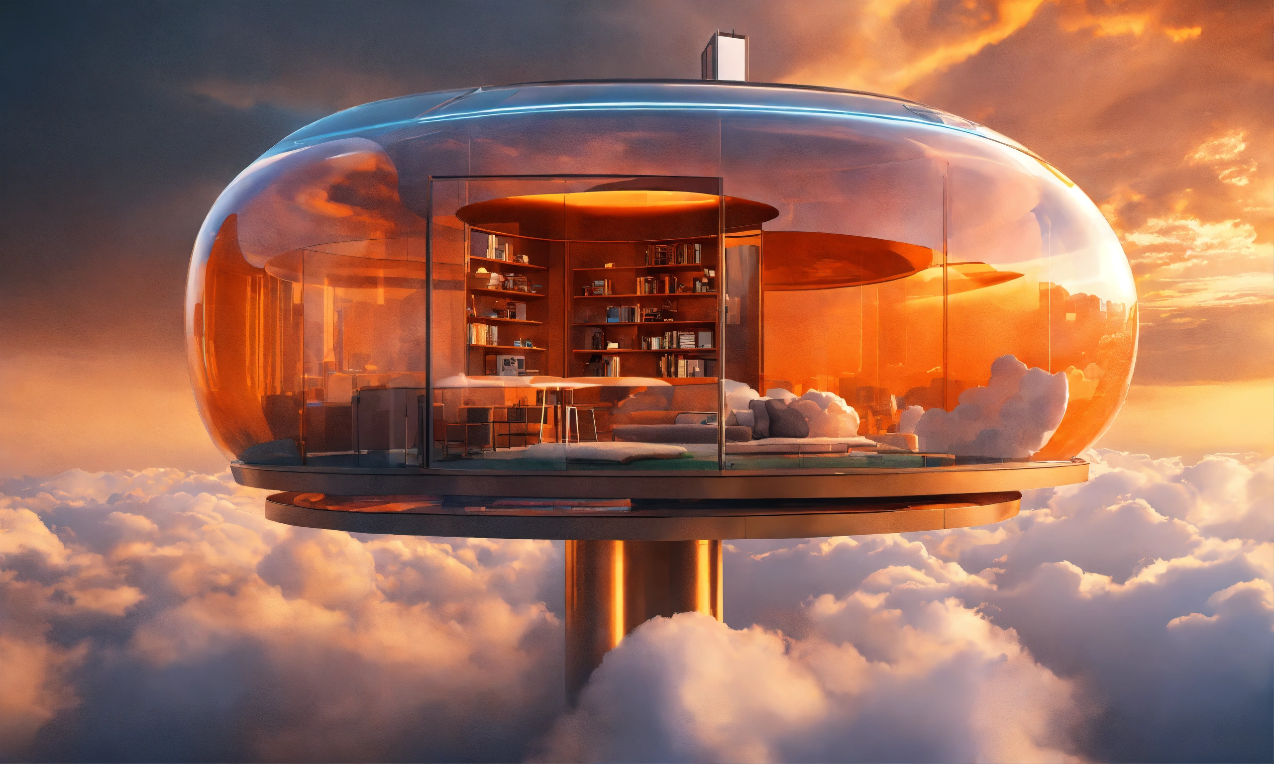 Lexica - New tiny flying apartment, modern, futuristic, orange color ...