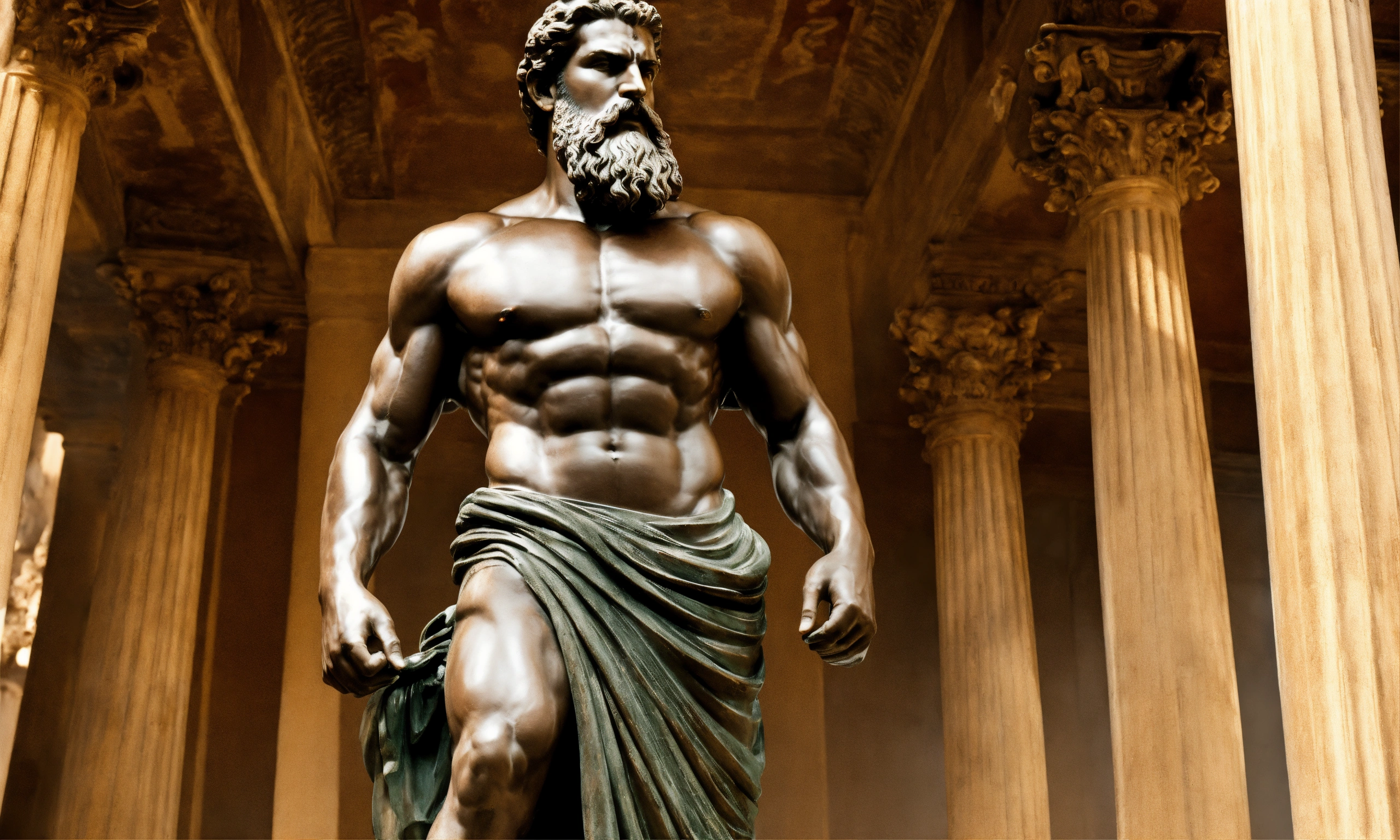 Lexica - Greek statue strong man standing with aggressive beard ...