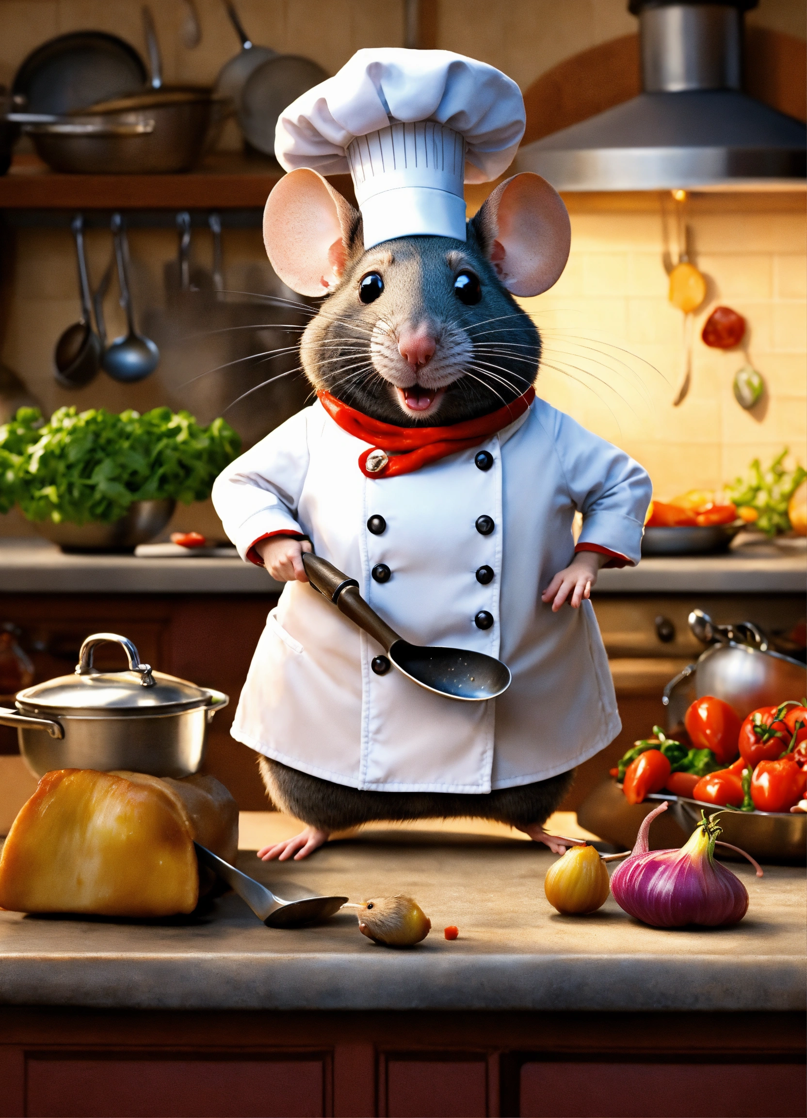 Lexica - A mouse look like a cooking chef, funny and pro like ratatouille