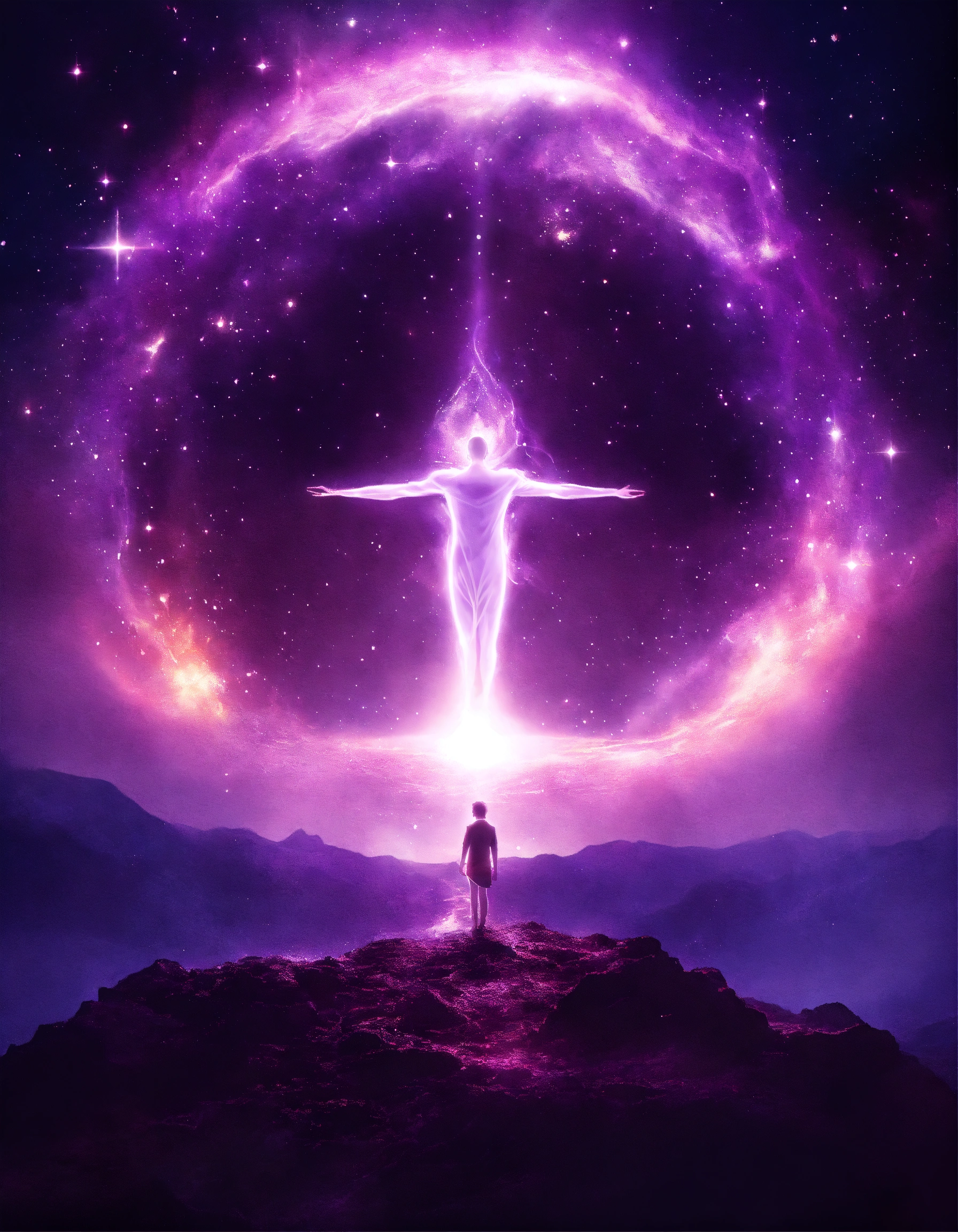 Lexica - Silhouette of a spiritual mentor inside the violet flame ...