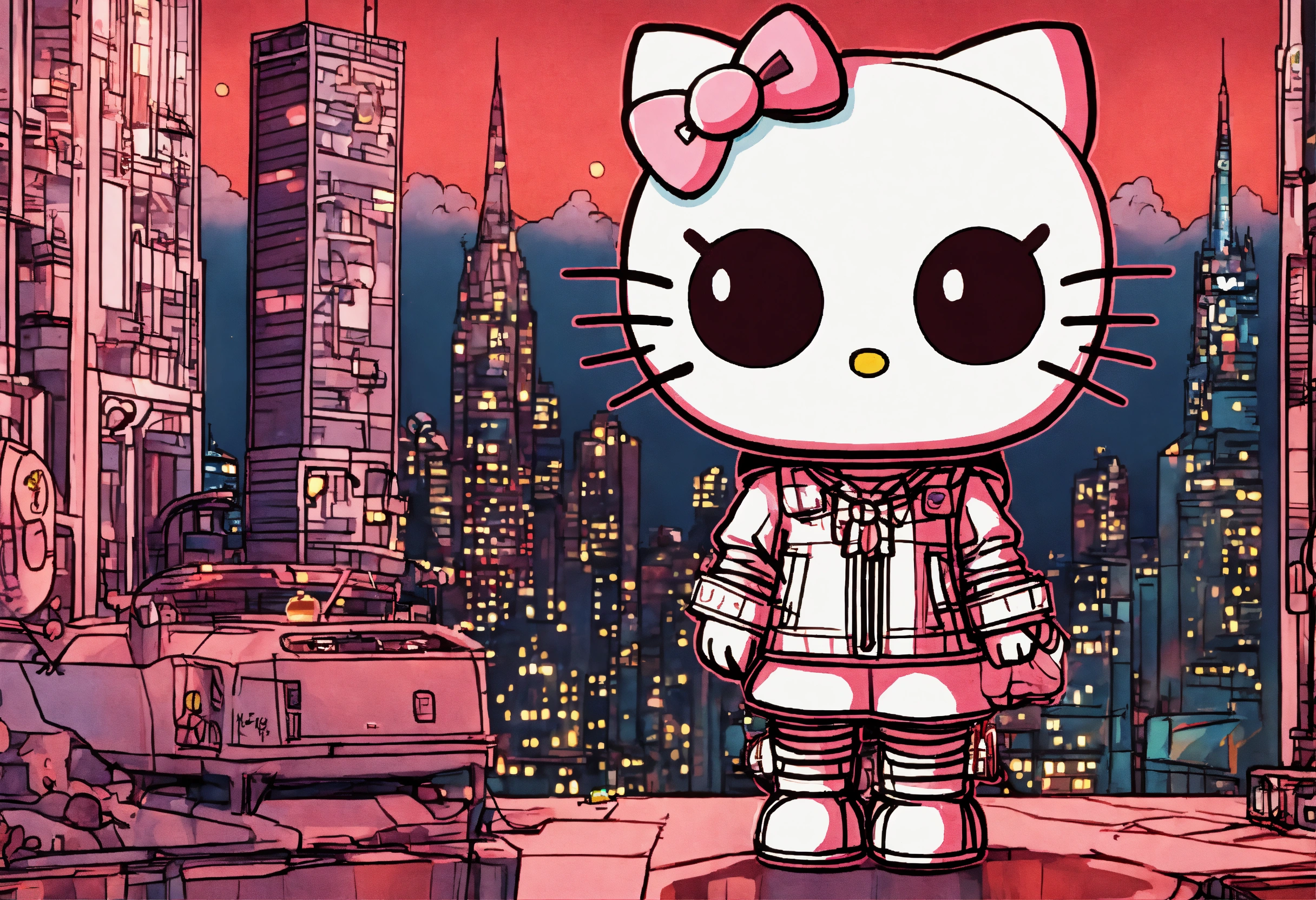 Lexica - Traditional hand-drawn animation of Hello Kitty and her ...