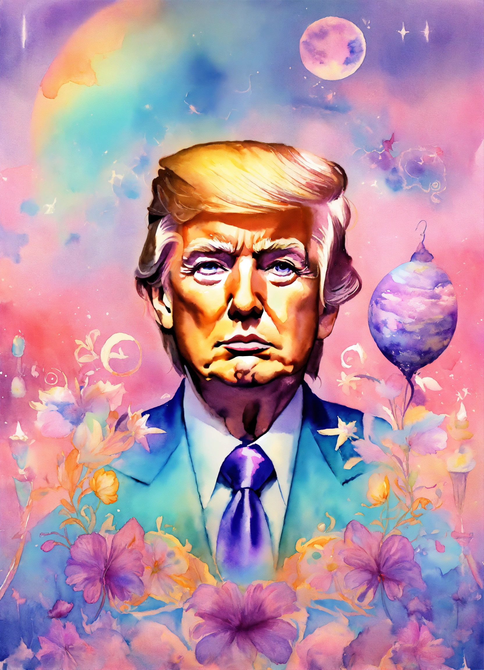 Lexica - Dreamy pastel junk donald trump, watercolor clipart, fantasy ...