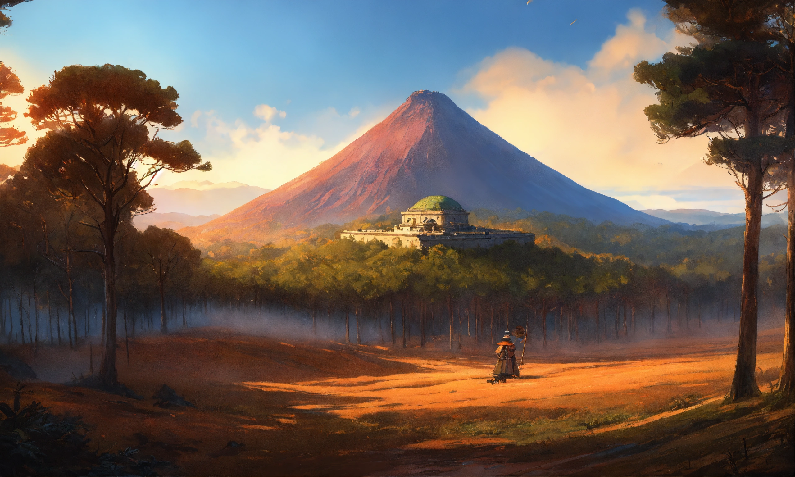 Lexica - Colonial frontier fort with dormant volcano in distance and ...